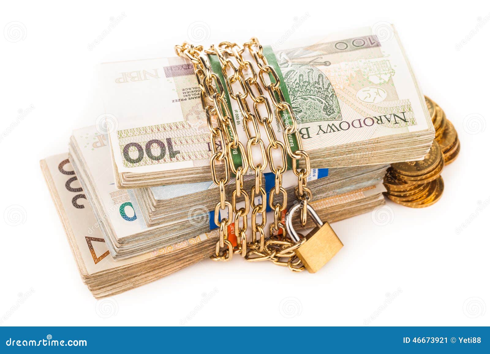 Money Chain and Lock Isolated on White Stock Image - Image of mansion ...