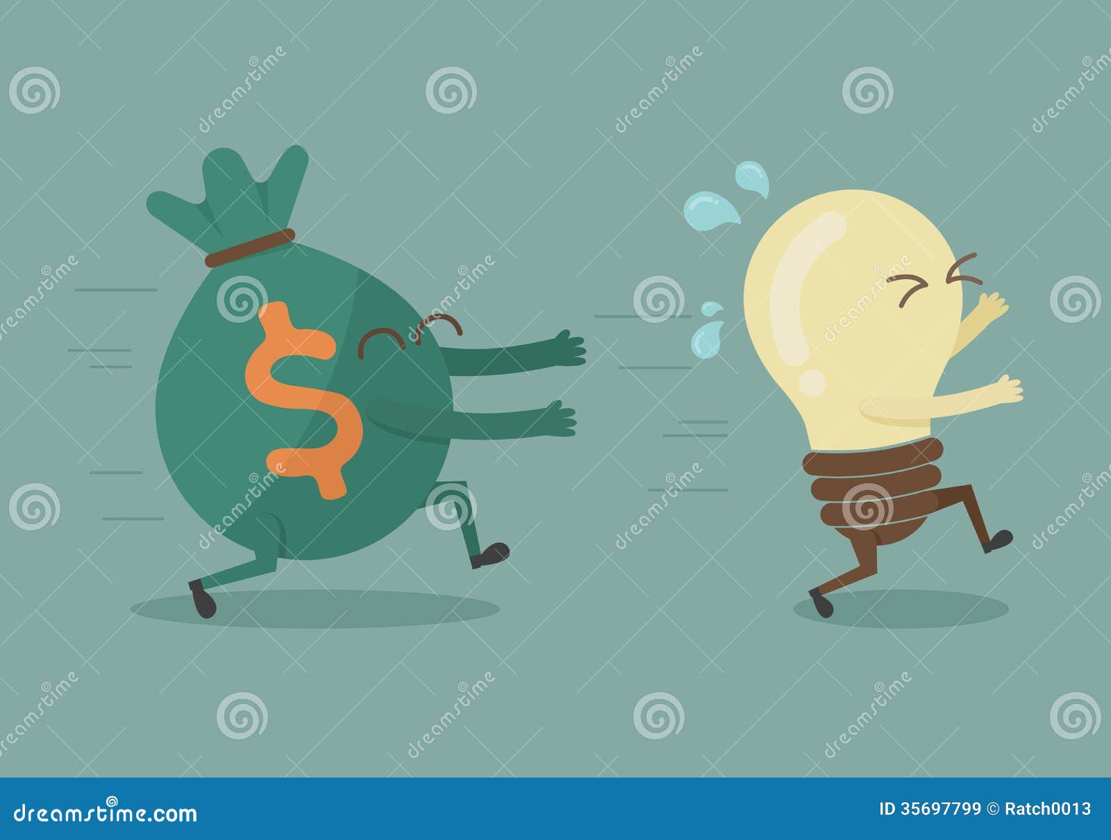 Money Chasing Ideas Cartoon Vector | CartoonDealer.com #35697799