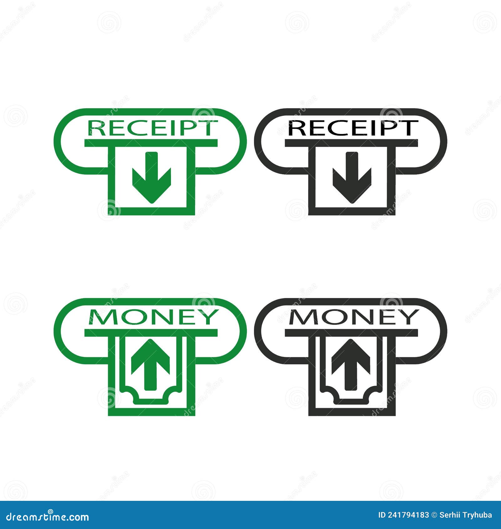 Money and Check Icon Set Vector Graphics Stock Vector - Illustration of ...