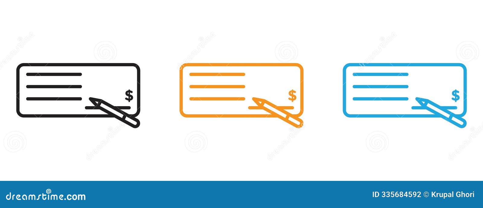 Money Check Icon Thin Line Illustration Set Stock Vector - Illustration ...