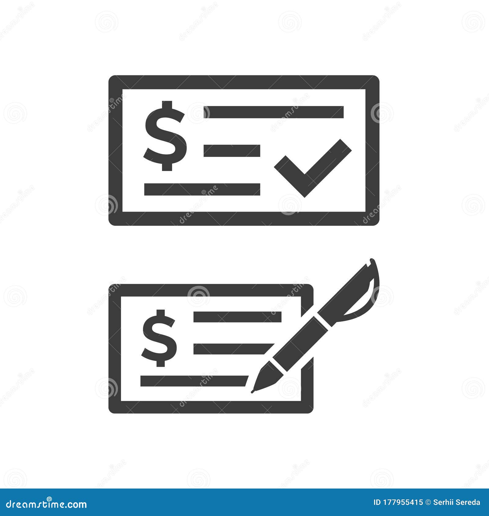 Money Check Icon on White Background Stock Illustration - Illustration ...
