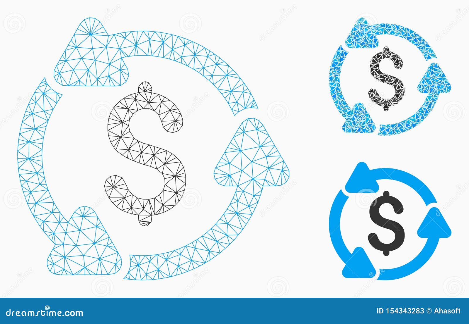 Money Circulation Vector Mesh Wire Frame Model and Triangle Mosaic Icon ...