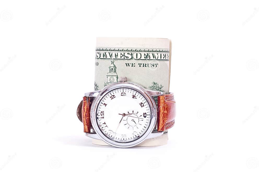 Money and clock stock photo. Image of metallic, isolated - 13518772