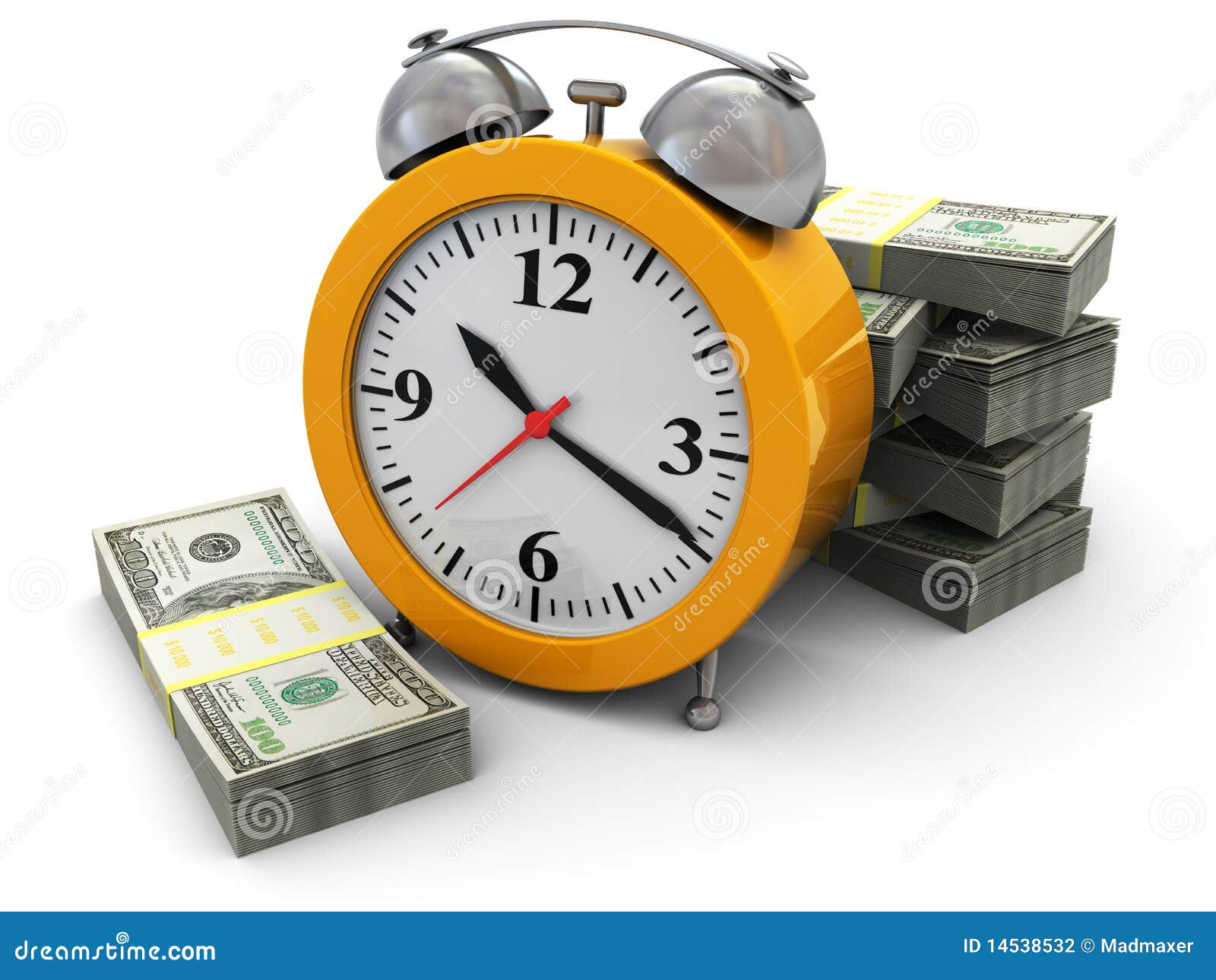 Money and clock stock illustration. Illustration of reminder - 14538532
