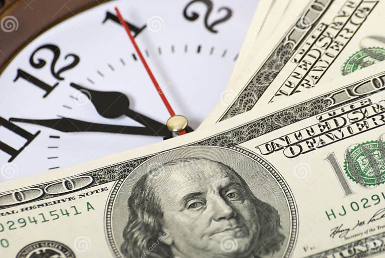Money and clock stock image. Image of paying, bill, dollar - 6348473