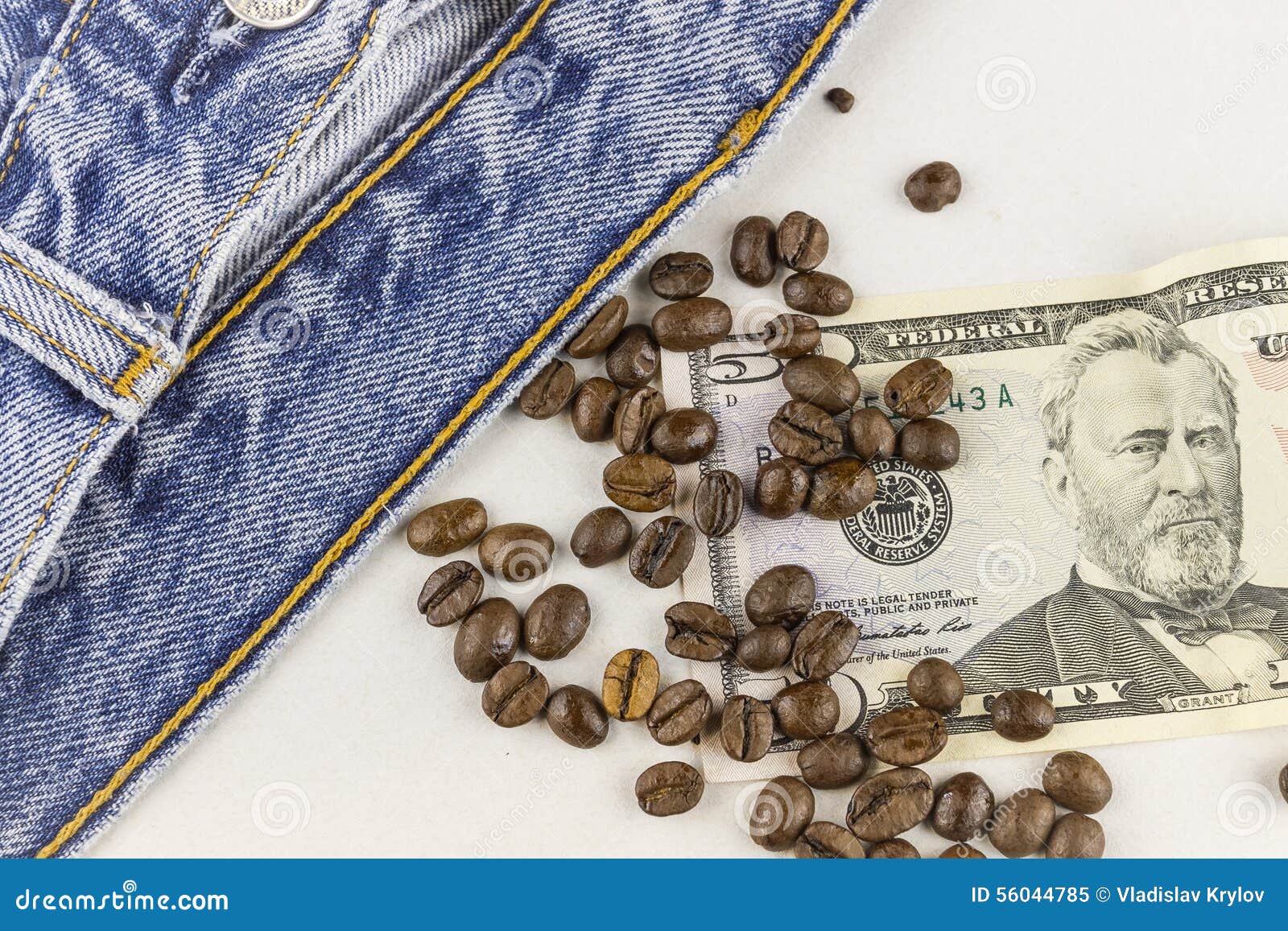 Money,coffee Beans and Jeans Stock Image - Image of american, beans ...
