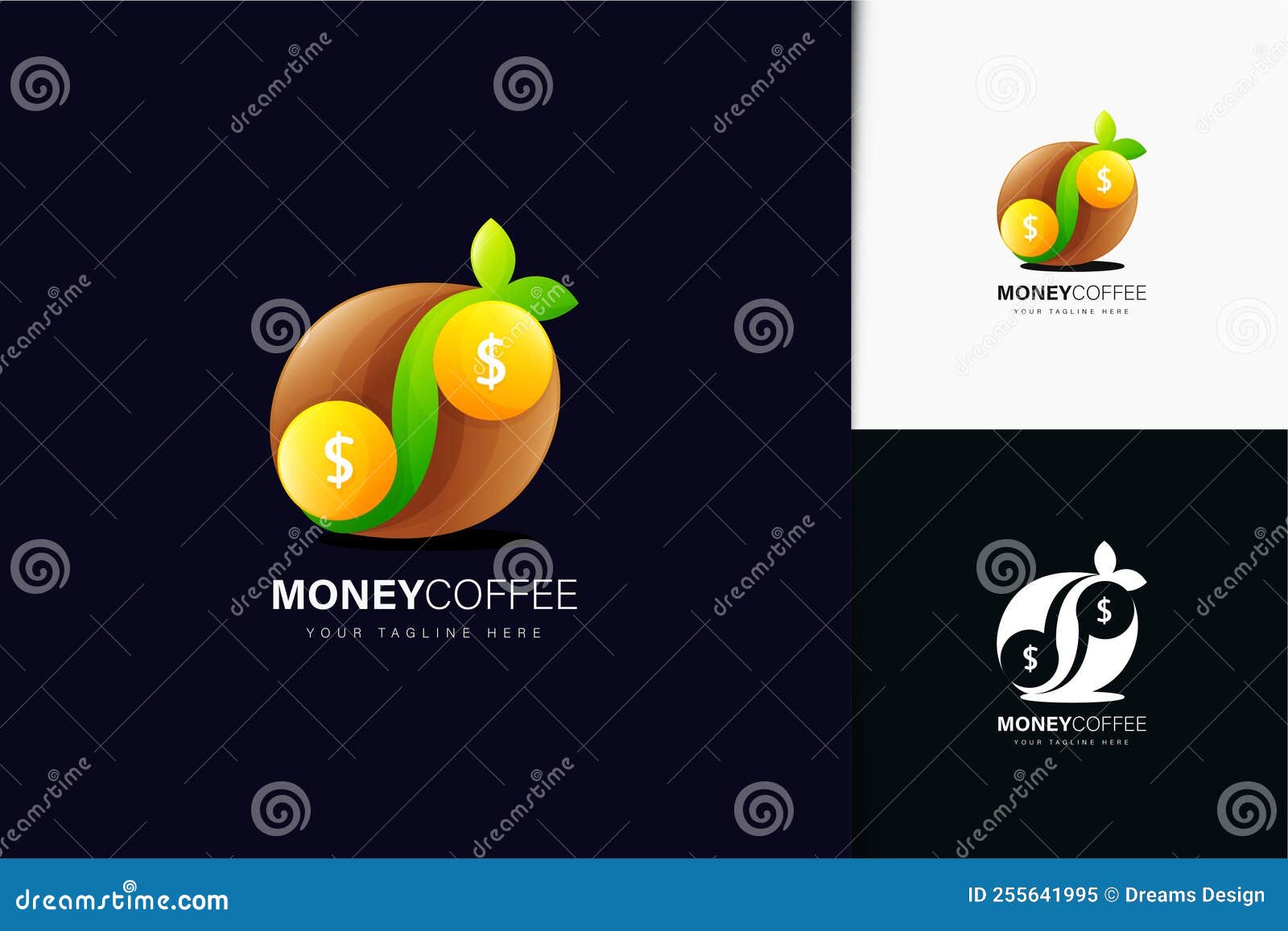 Money Coffee Logo Design with Gradient Stock Vector - Illustration of ...