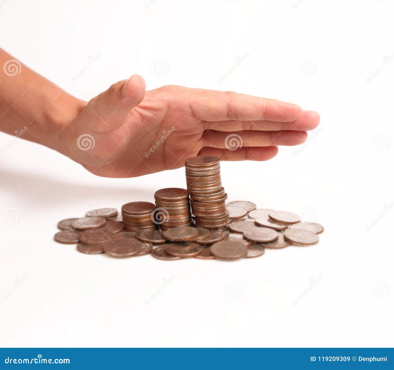 Money Coin Stack Growing Business in Hand Stock Image - Image of rich ...