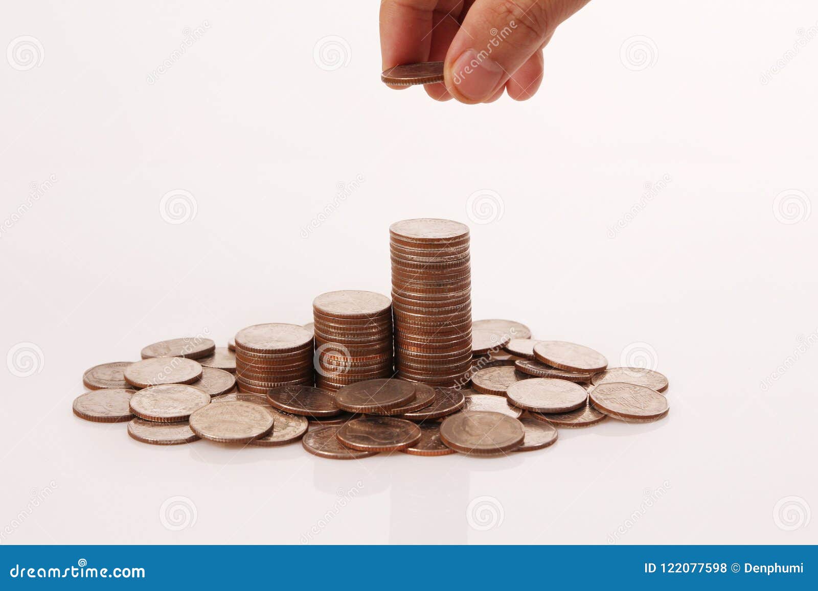Money Coin Stack Growing Business in Hand Stock Photo - Image of white ...