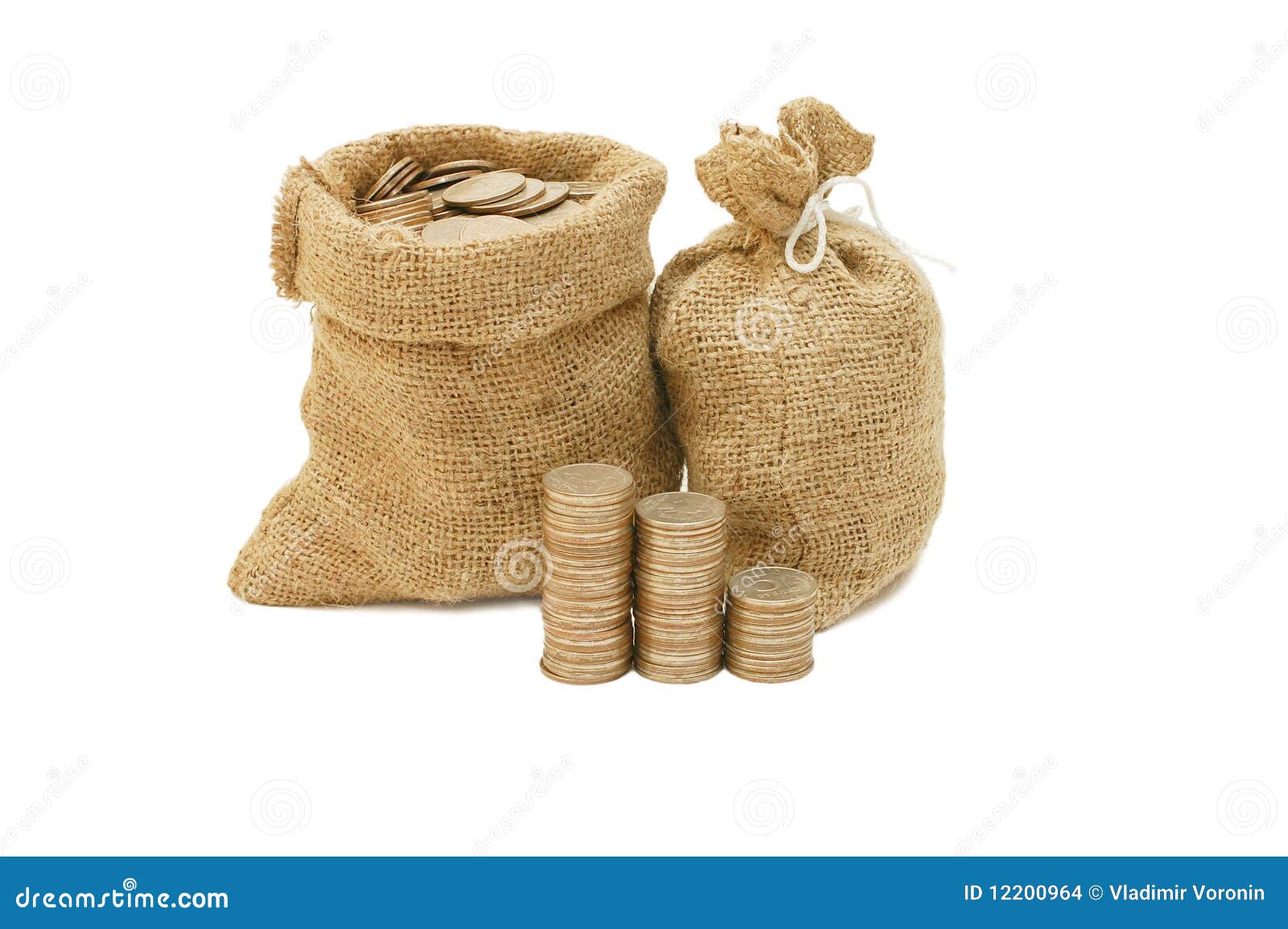 Money coins in bag stock photo. Image of banking, pocket - 12200964