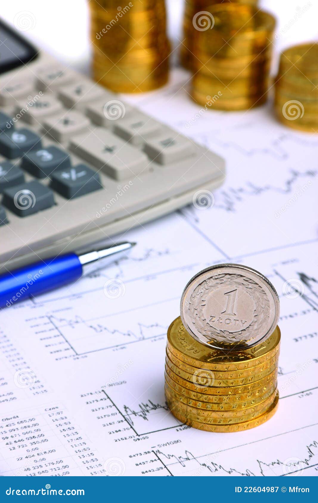 Money coins, calculator stock image. Image of investment - 22604987