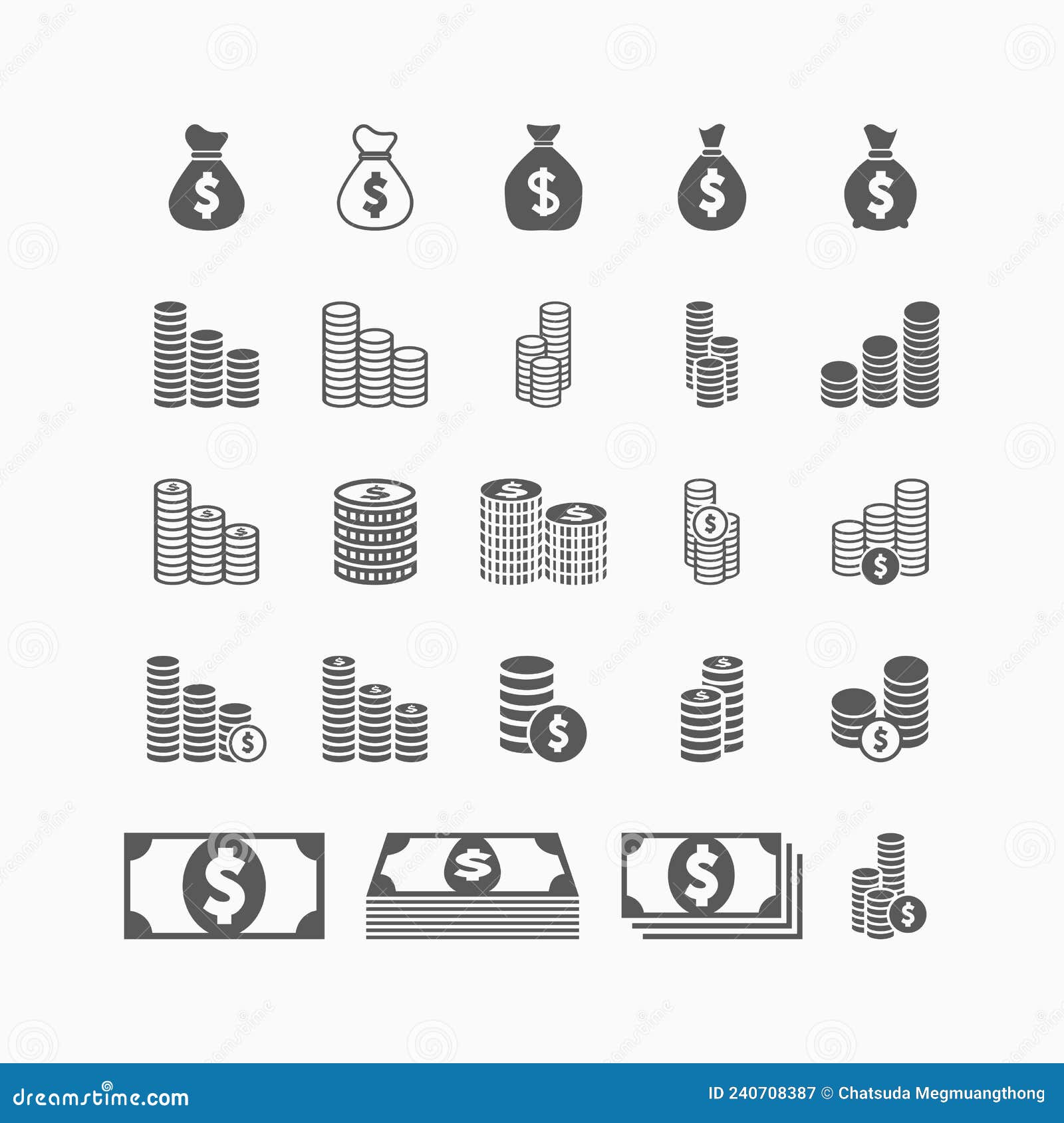 Money, Coins Icon, Dollar, Token, Finance Stock Vector - Illustration ...