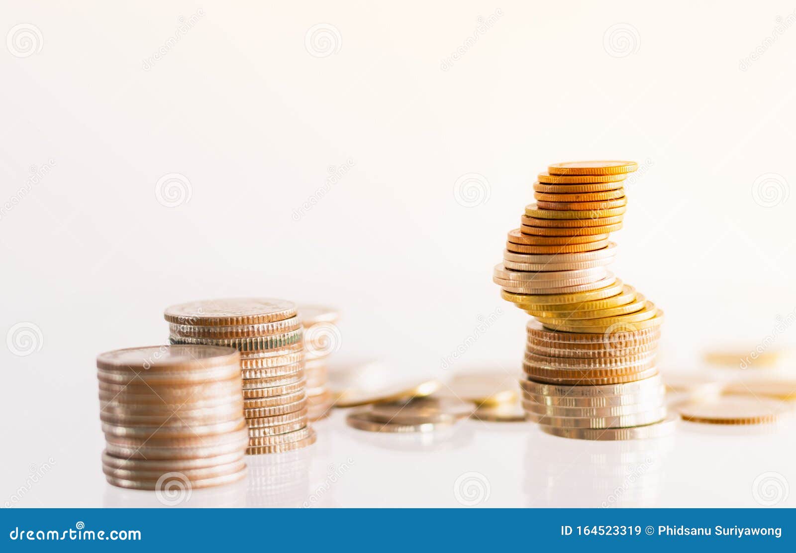 Money Coins stacked stock image. Image of earnings, fund - 164523319