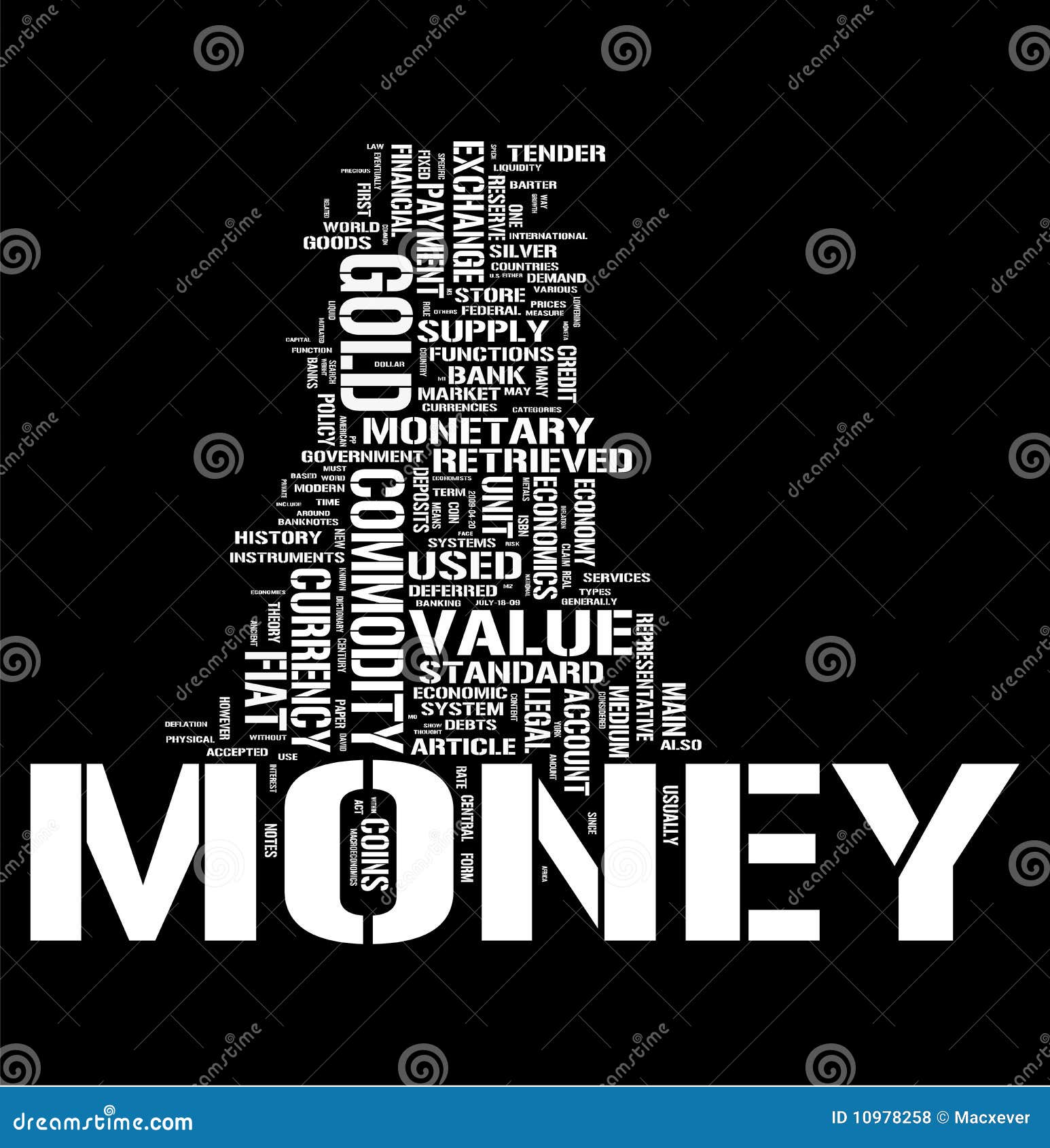 Money - Collage of Mixed Words Stock Illustration - Illustration of ...