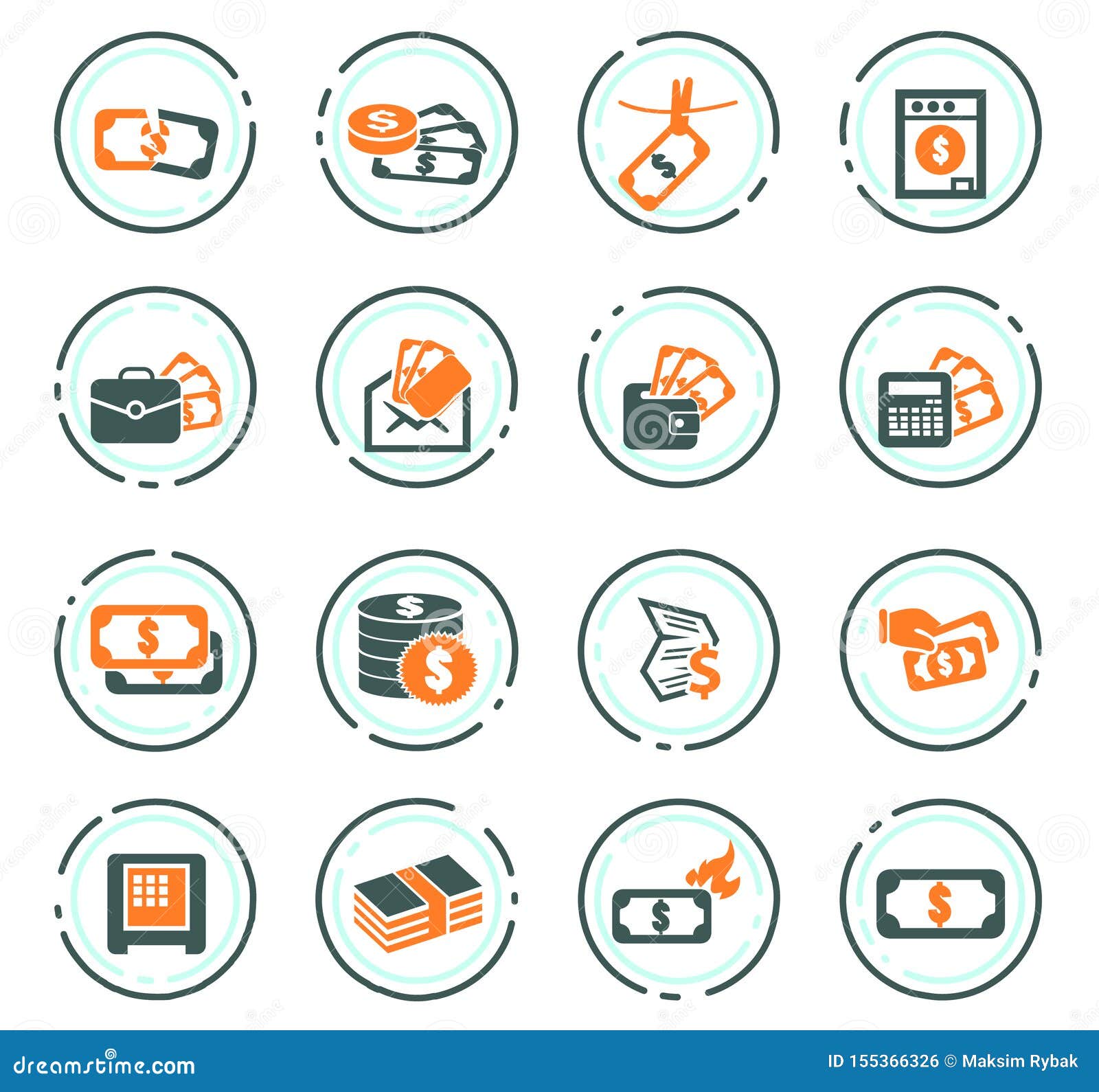 Money icon set stock vector. Illustration of moneybag - 155366326