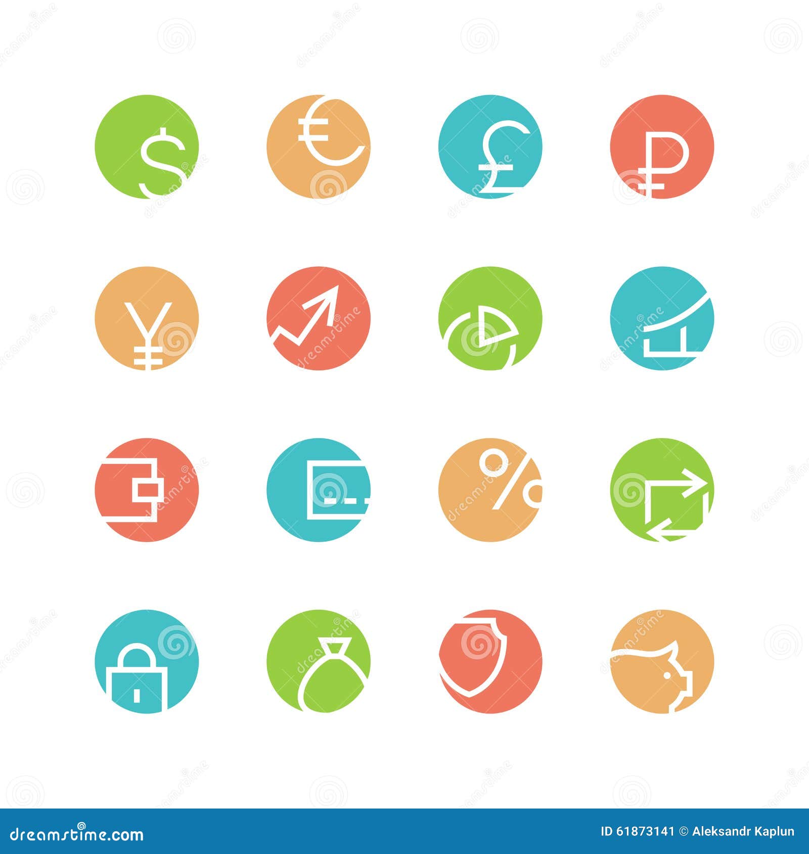Money colored icon set stock vector. Illustration of dollar - 61873141