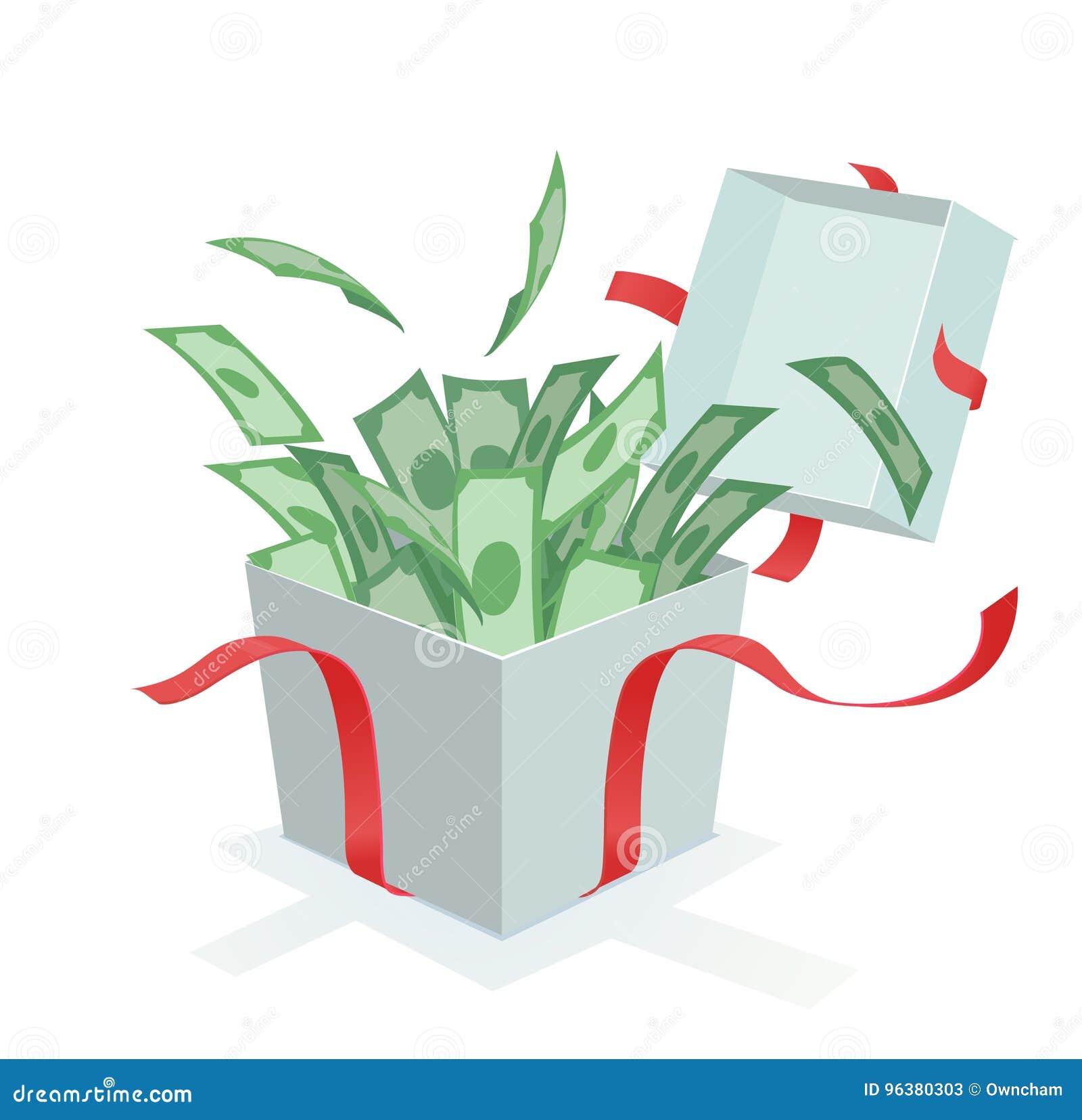 Money Coming Out of the Gift Box Stock Vector - Illustration of banking ...
