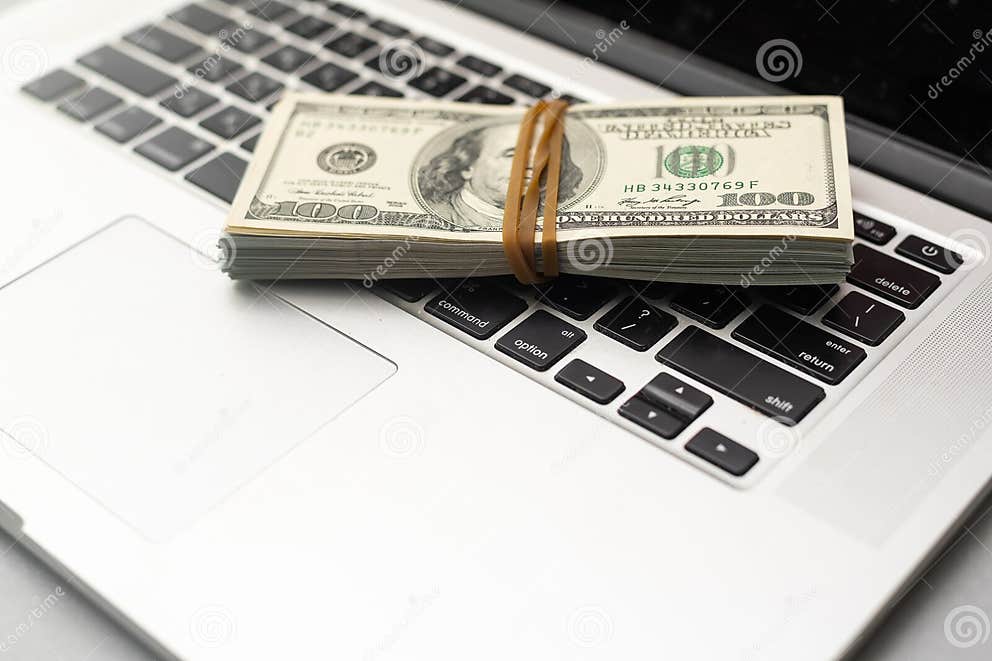 Money on Computer Keyboard. Finance Stock Image - Image of dollars ...