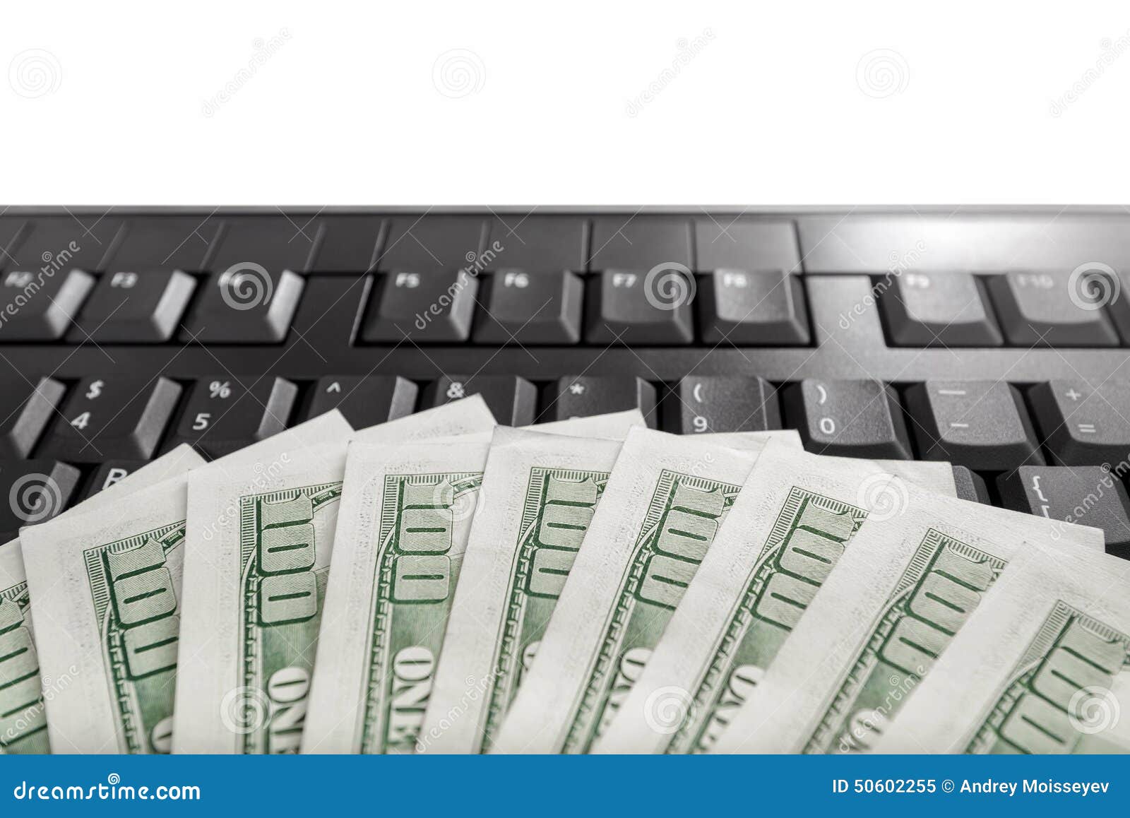 Money on computer keyboard stock image. Image of keyboard - 50602255