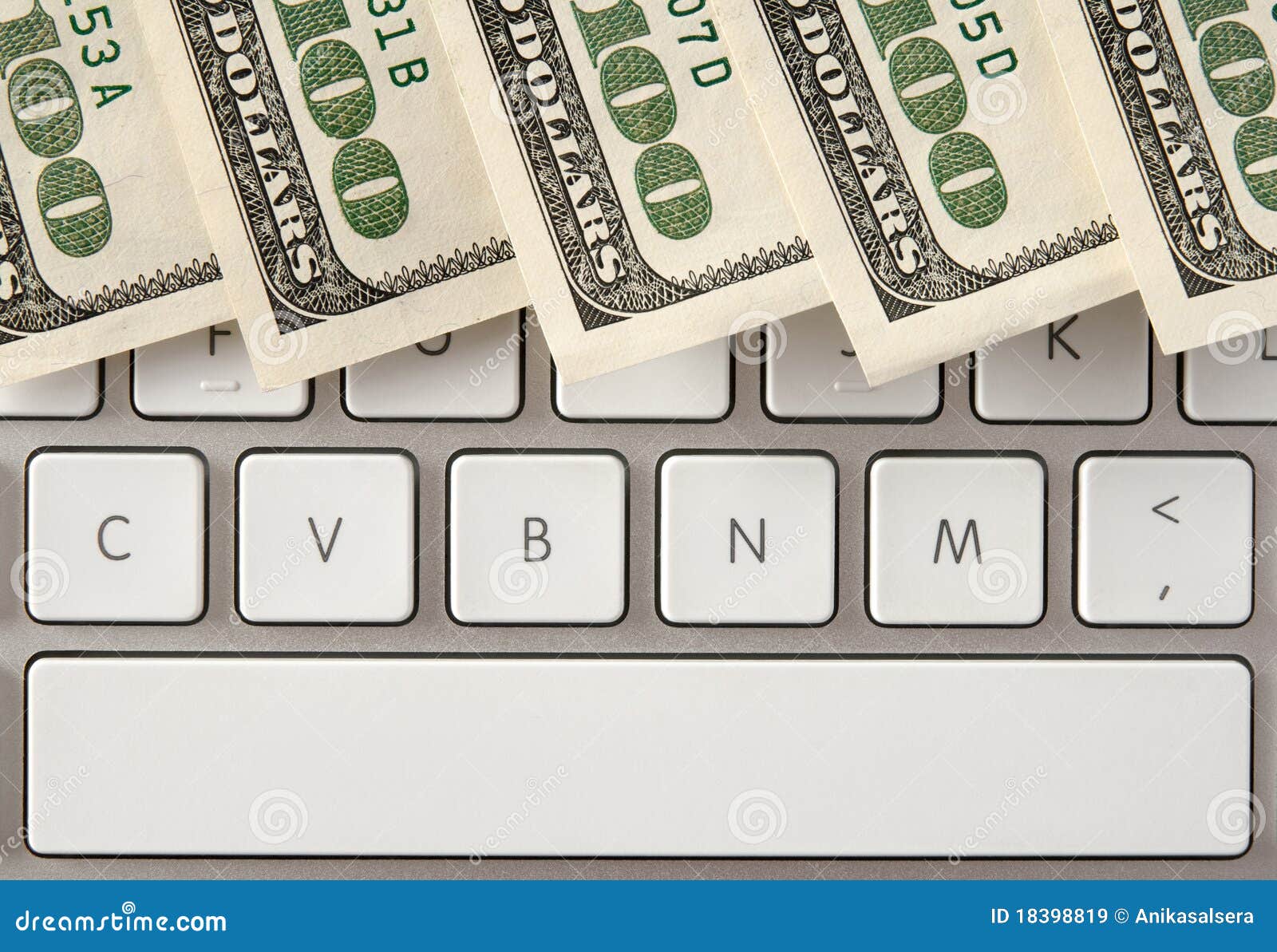Money on Computer Keyboard with Spacebar Stock Image - Image of closeup ...