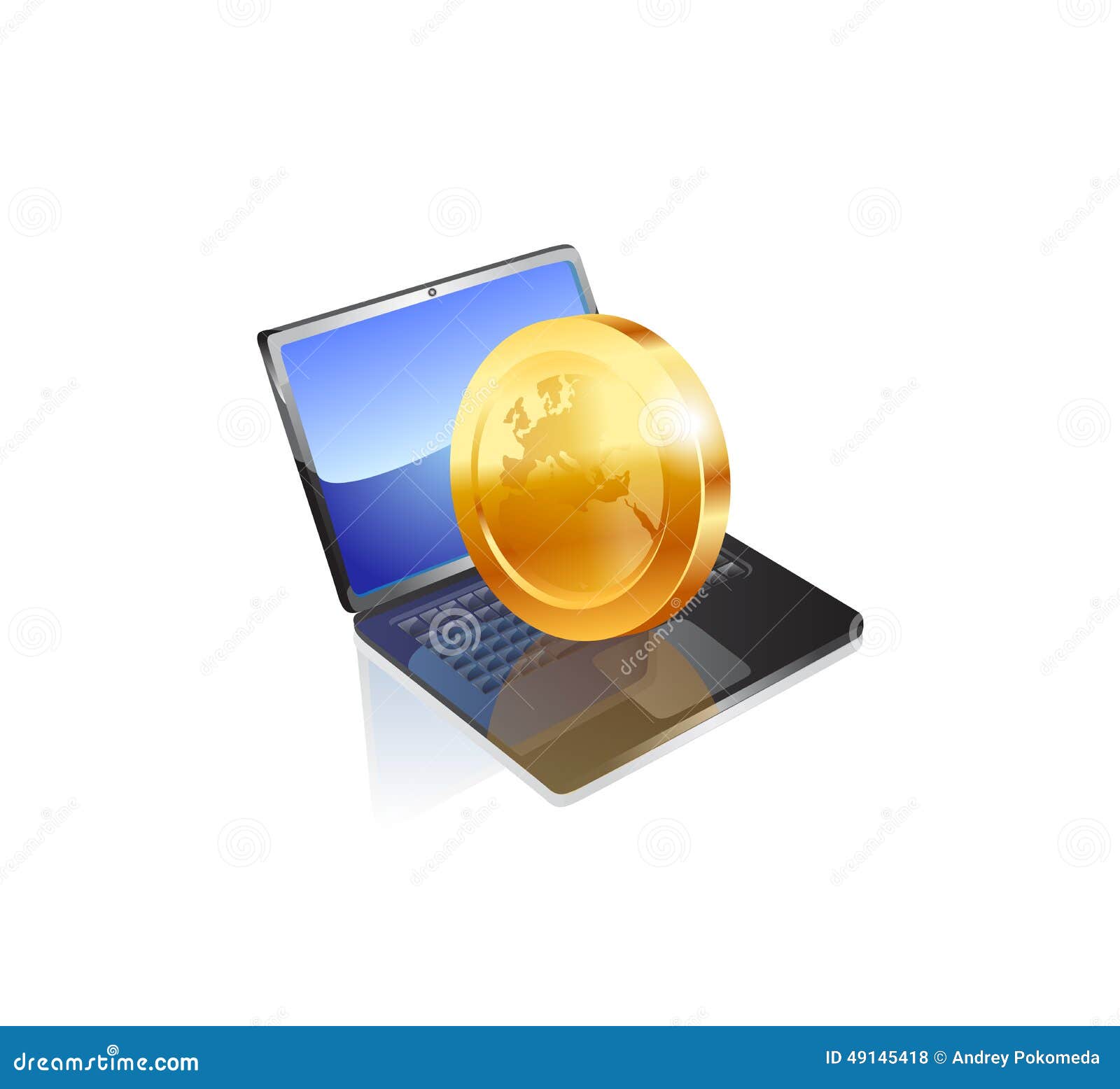 Money from computer. stock vector. Illustration of electronic - 49145418