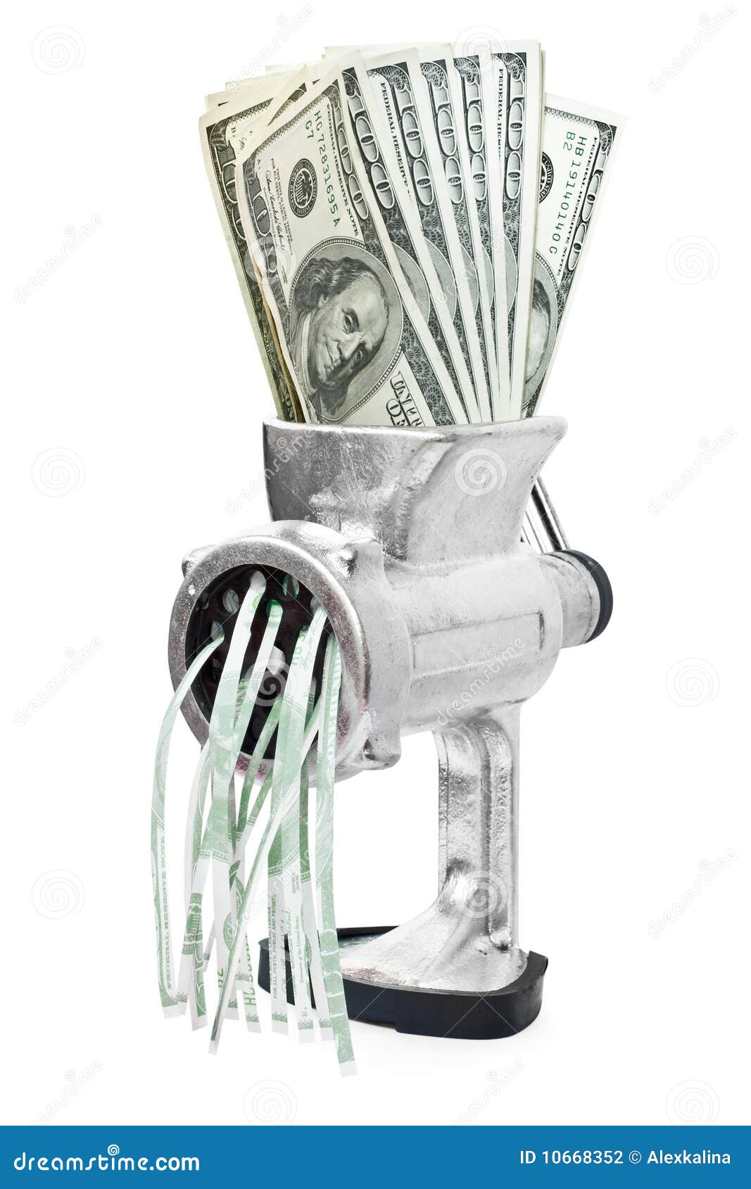 Money Concept. Dollars are Milled in Meat Grinder Stock Photo - Image ...