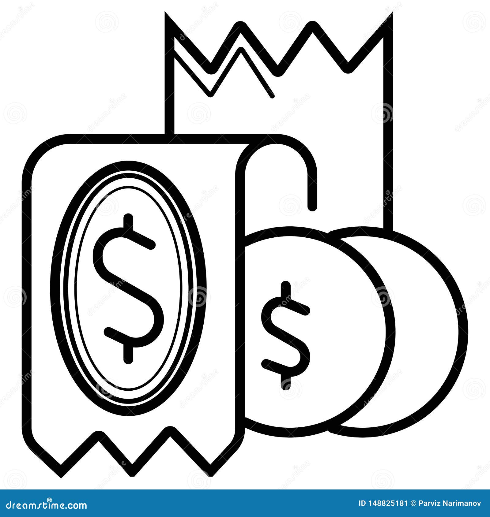 Money Concept Icon - Dollar Note and Coins Stock Vector - Illustration ...