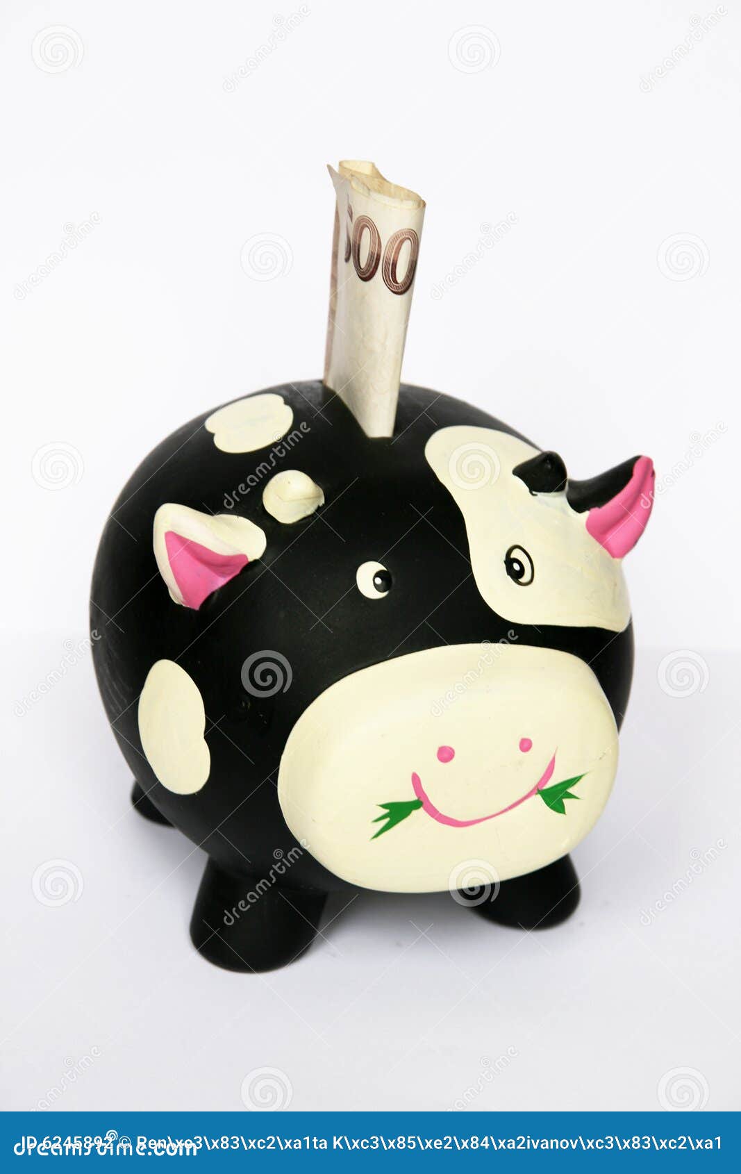 Money in cow bank stock photo. Image of savings, banking - 6245892