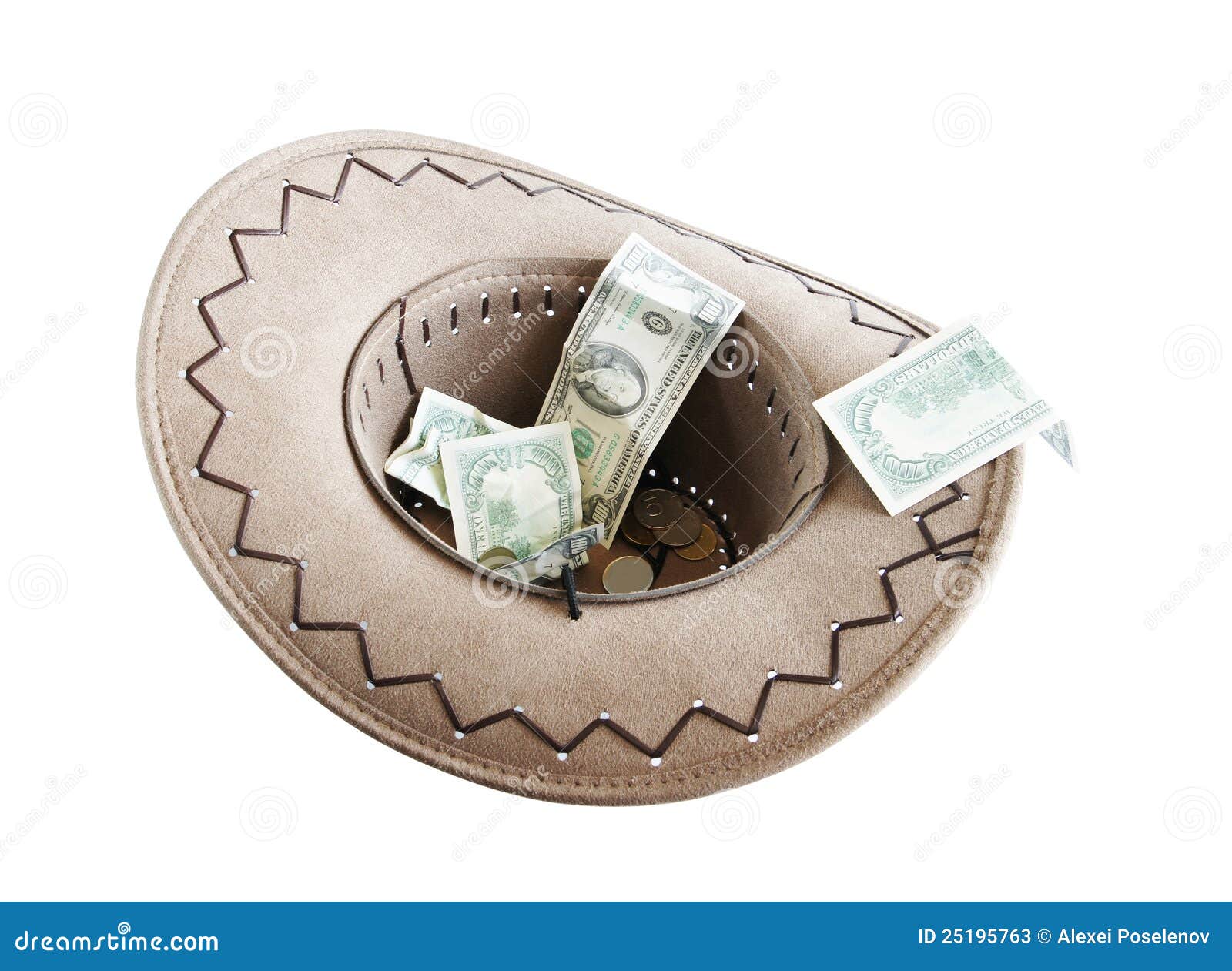 Money in a cowboy hat stock image. Image of currency - 25195763