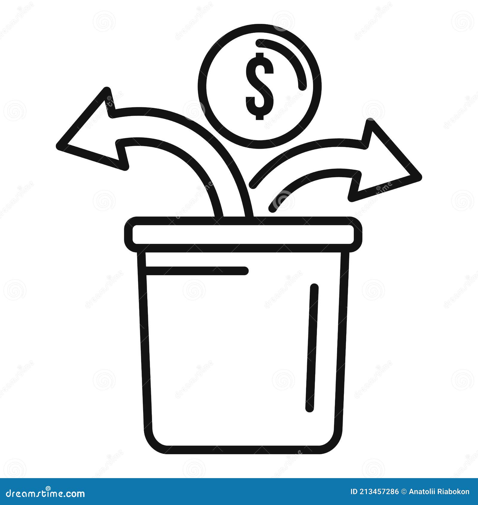 Money Crisis Icon, Outline Style Stock Vector - Illustration of black ...