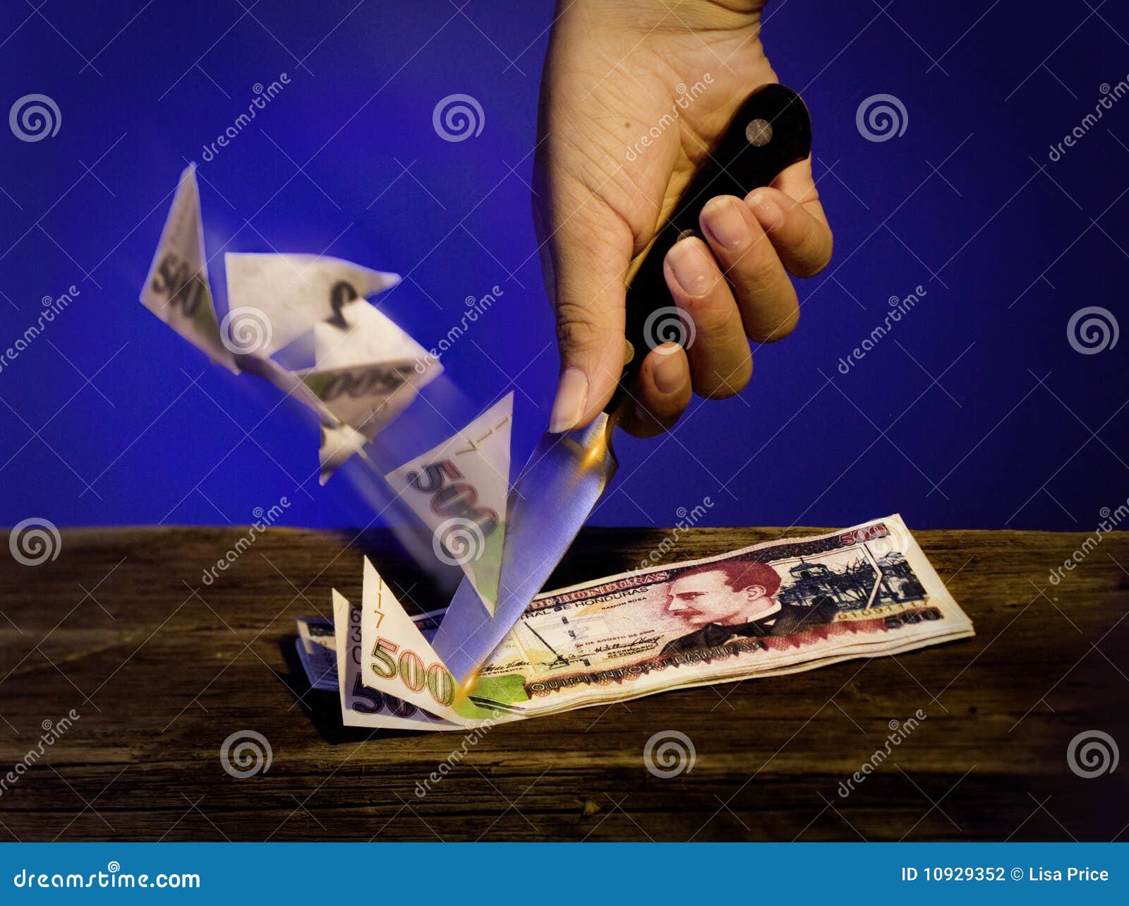 Money Cut by Hand with Knife Stock Photo - Image of inflation, hand ...