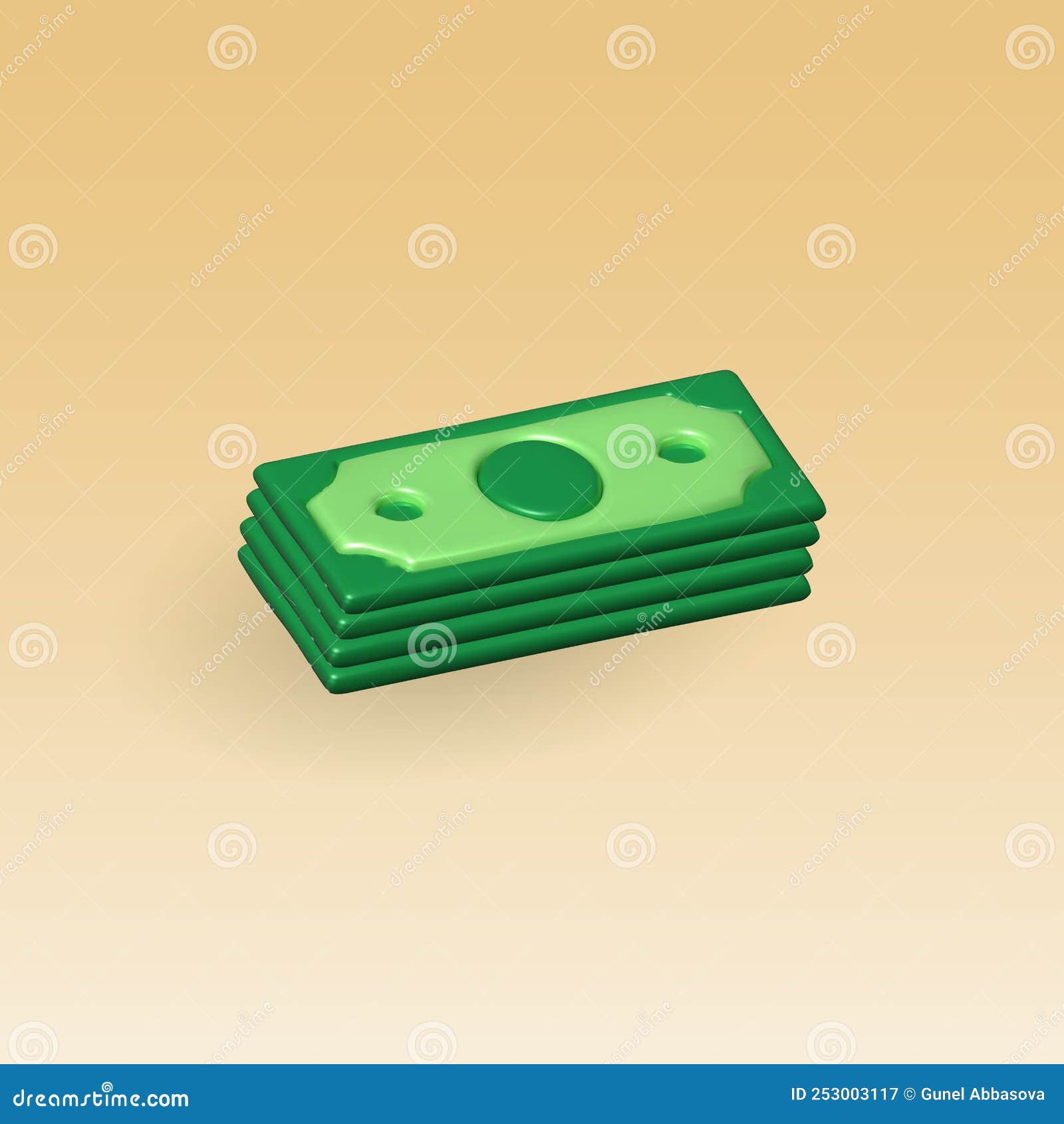 Money 3d Illustration. Dollar Bills 3d Icon. Cash Icon Stock ...