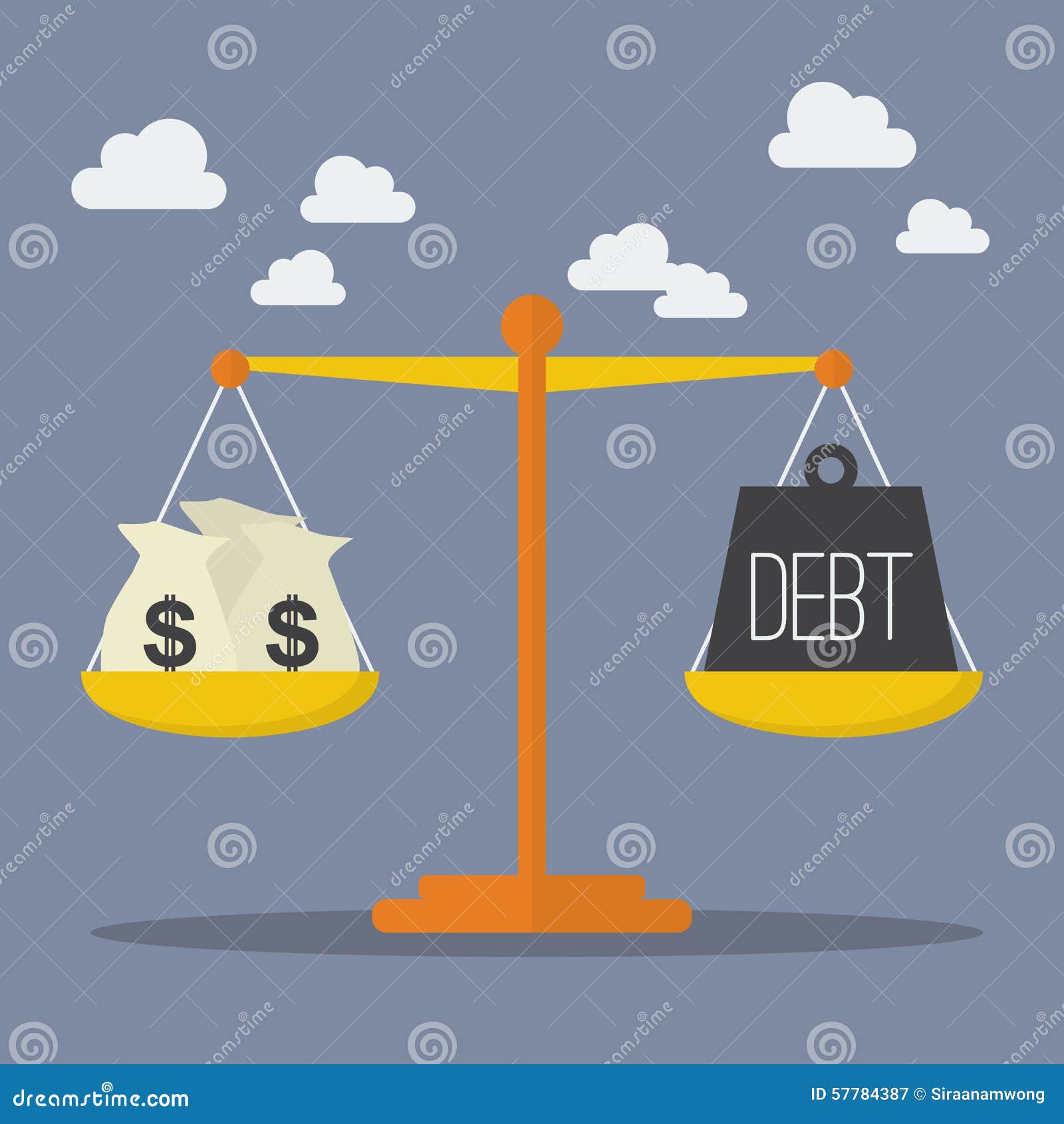 Money and Debt Balance on the Scale Stock Vector - Illustration of ...
