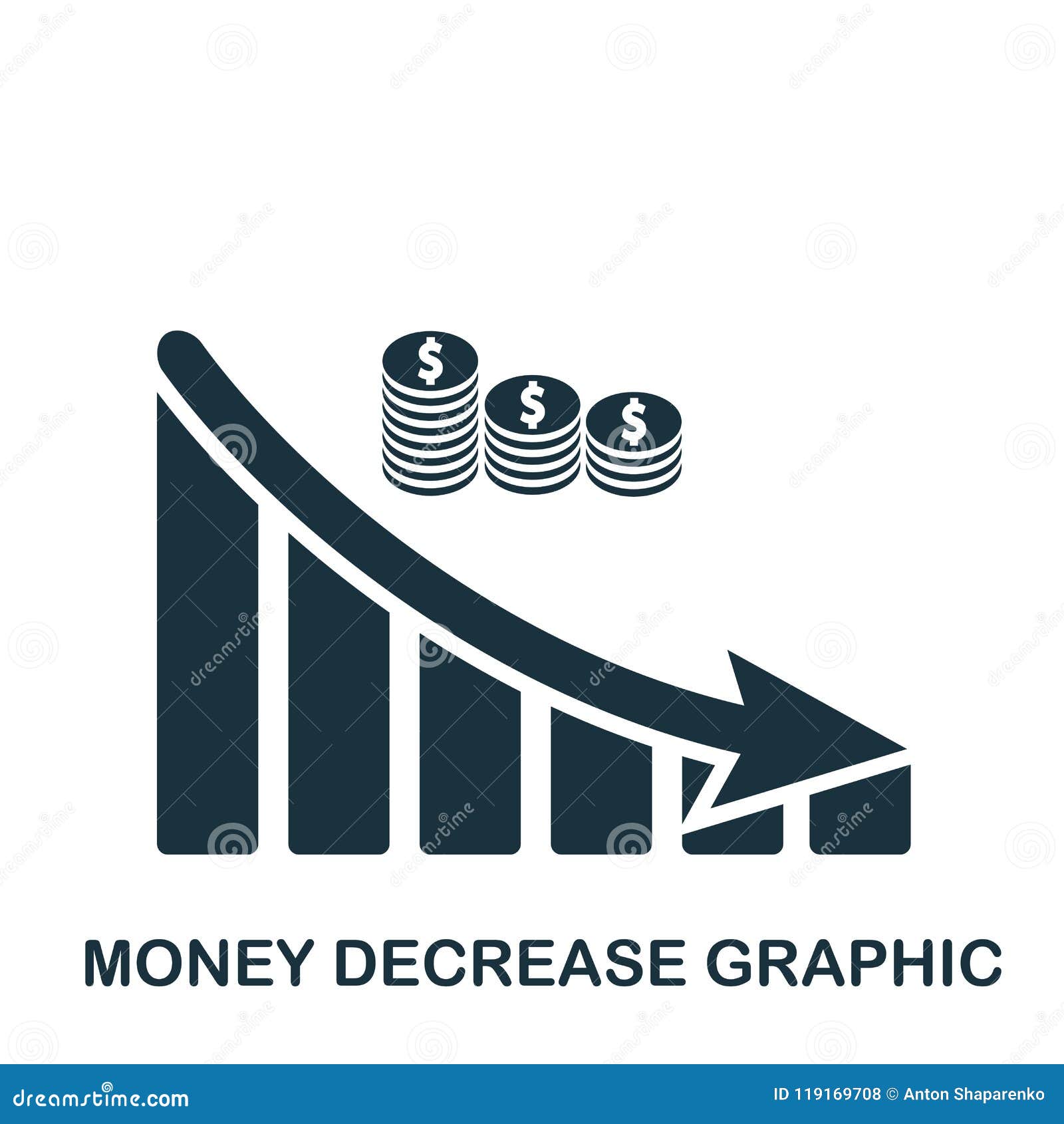 Money Decrease Graphic Icon. Mobile App, Printing, Web Site Icon ...