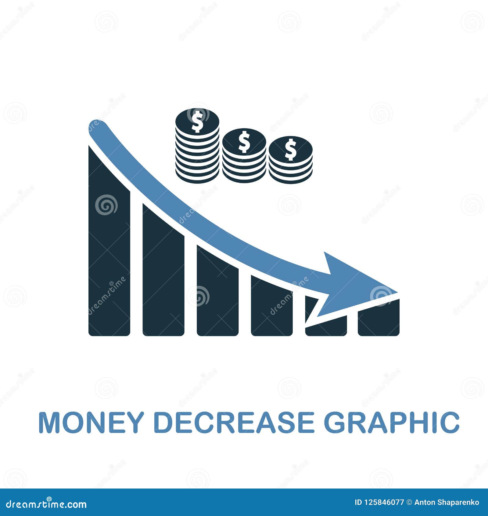 Money Decrease Graphic Icon. Monochrome Style Design from Diagram Icon ...