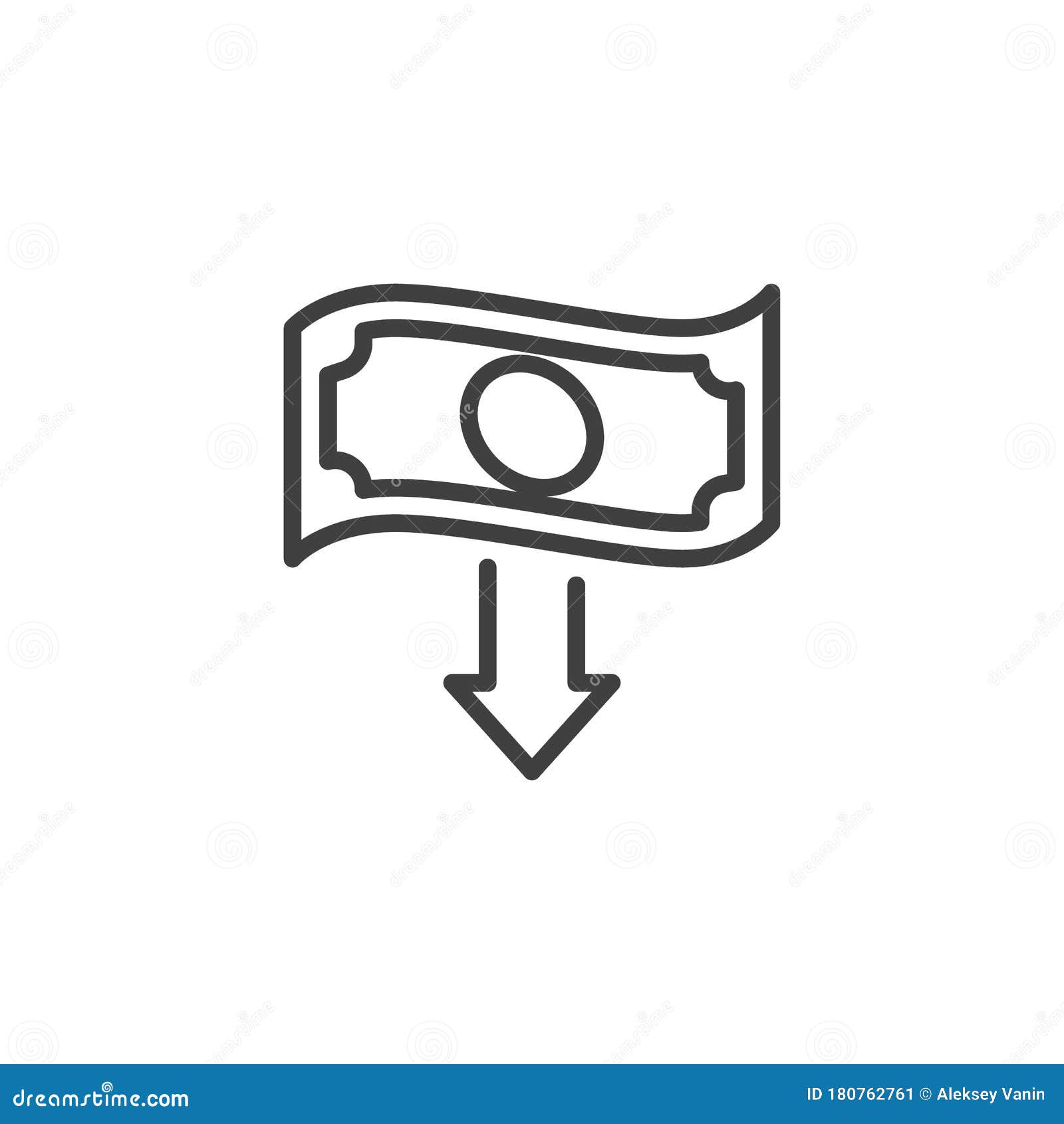 Money decrease line icon stock vector. Illustration of dollar - 180762761