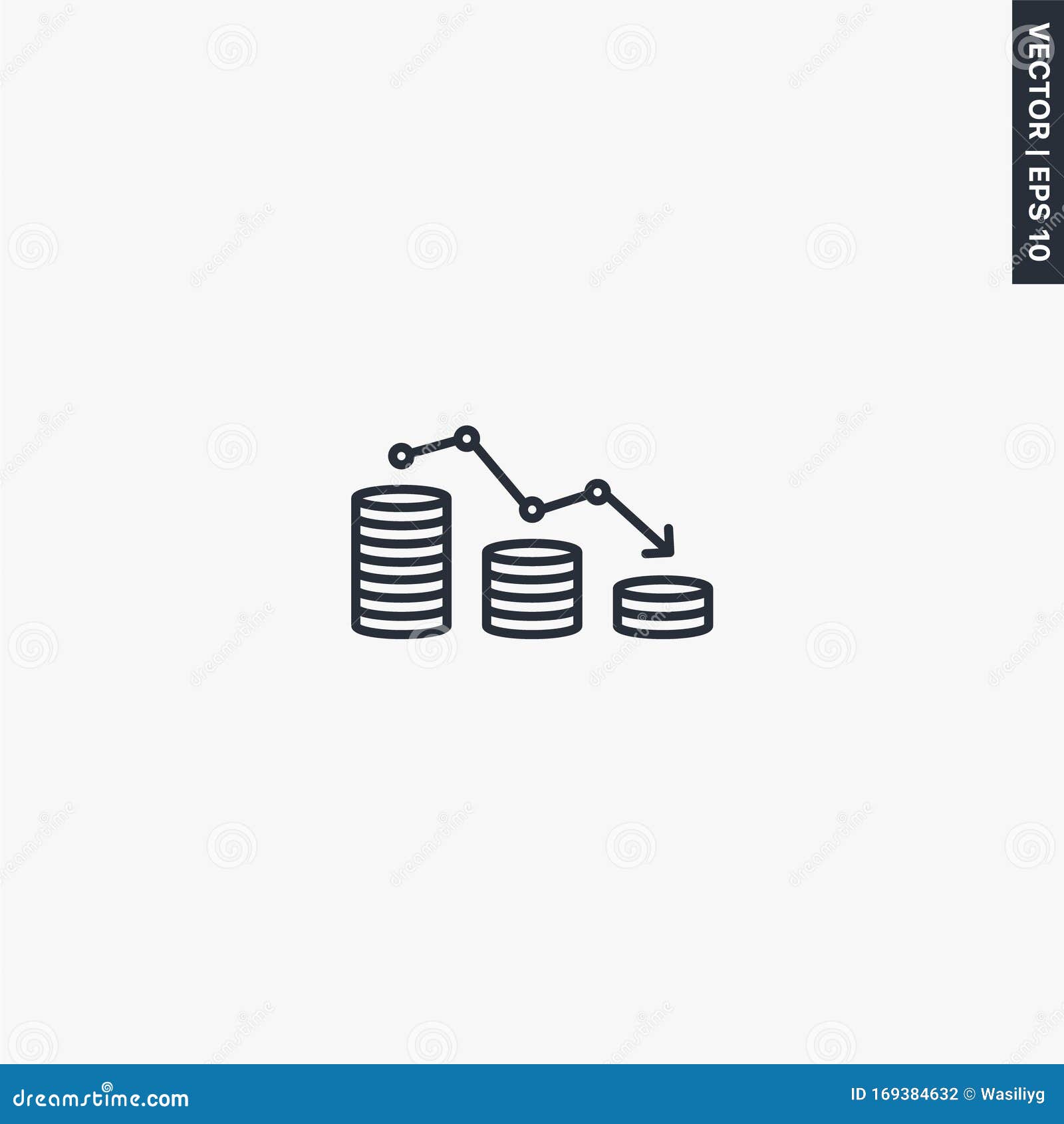 Money Decrease, Linear Style Sign for Mobile Concept and Web Design ...