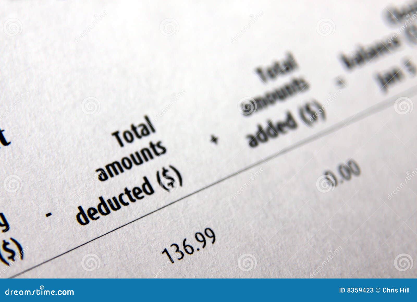 Money Deductions stock image. Image of balance, sheet - 8359423