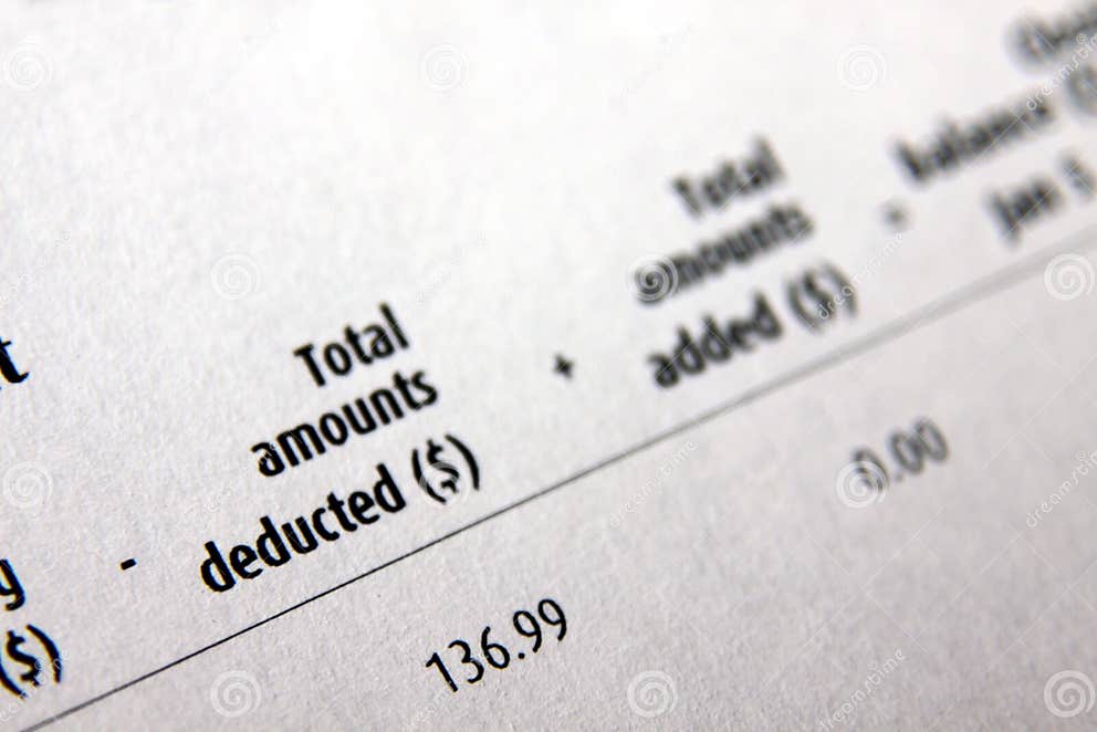 Money Deductions stock image. Image of balance, sheet - 8359423