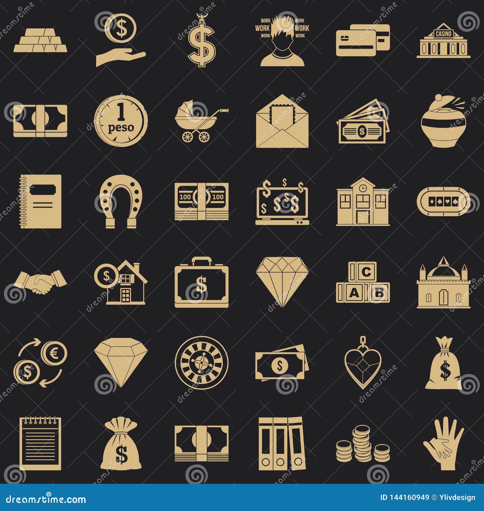 Money Deposit Icons Set, Simple Style Stock Vector - Illustration of ...