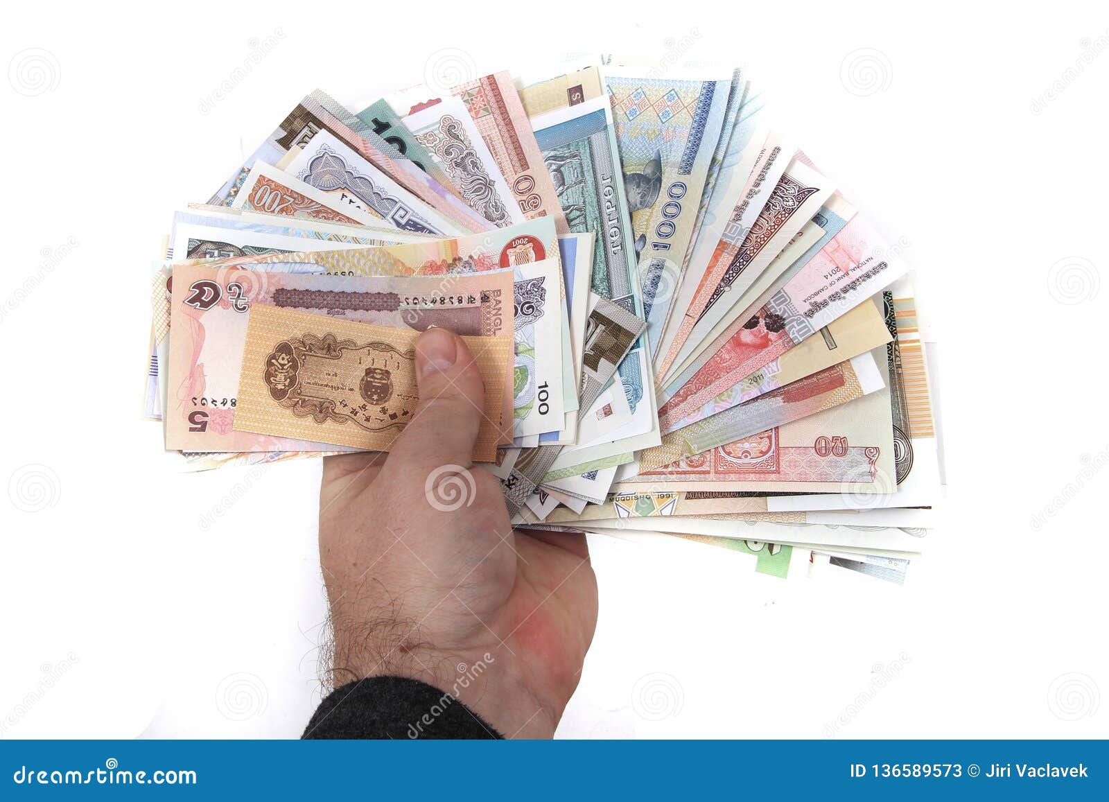 Money Different Banknotes Isolated Stock Image - Image of international ...