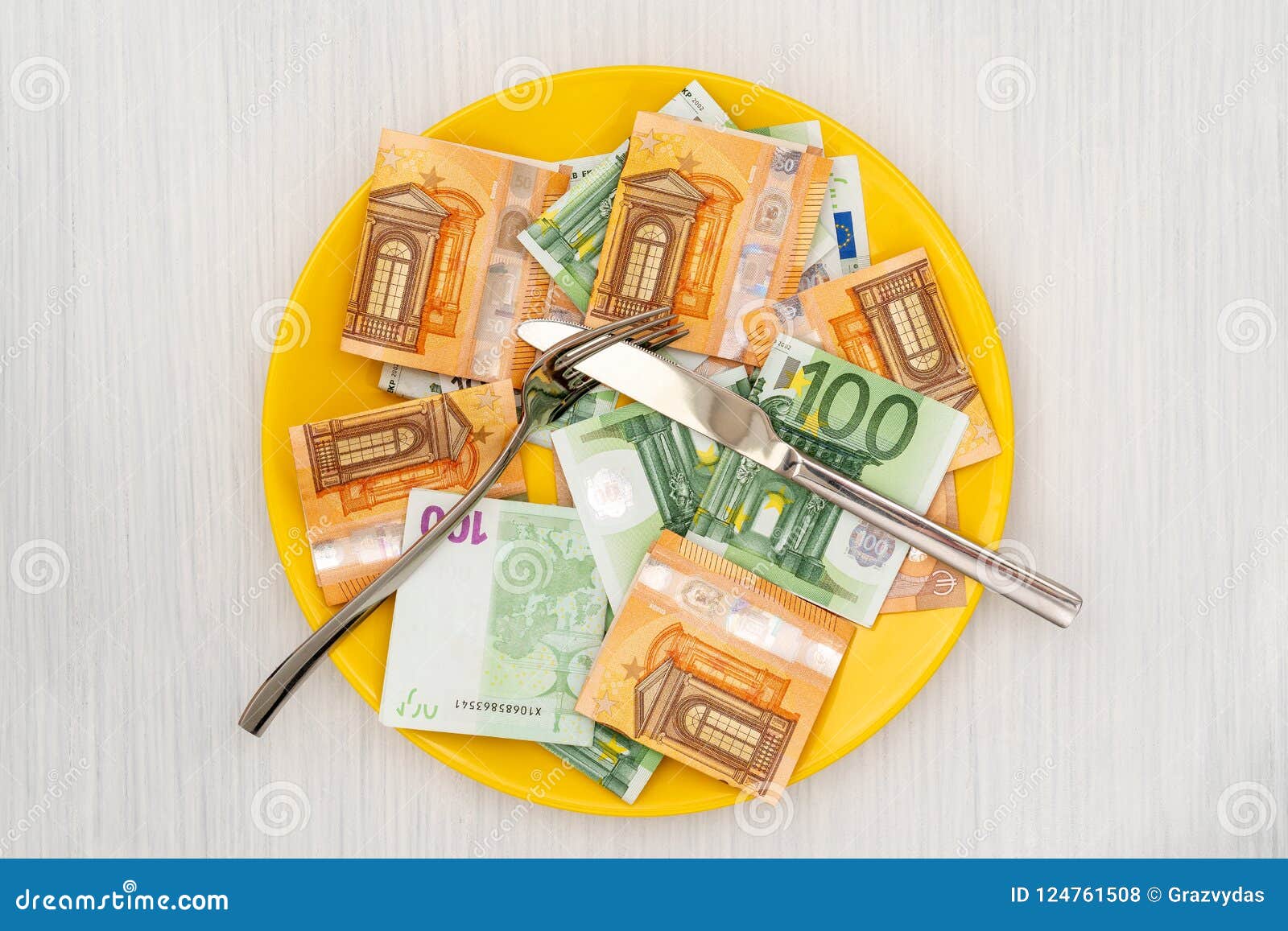 Money on dinner plate stock photo. Image of currency - 124761508