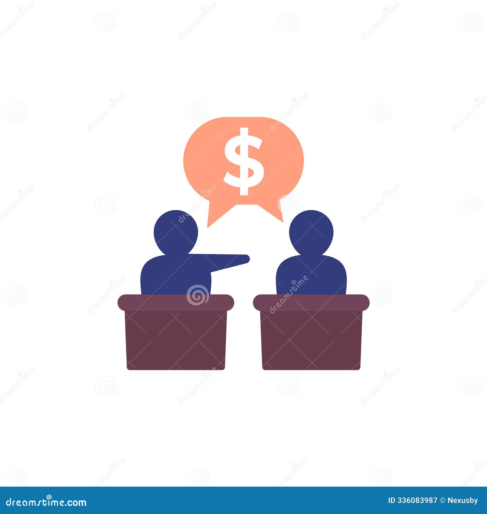 Money Discussion Icon, Budget Debate Flat Vector Stock Illustration ...