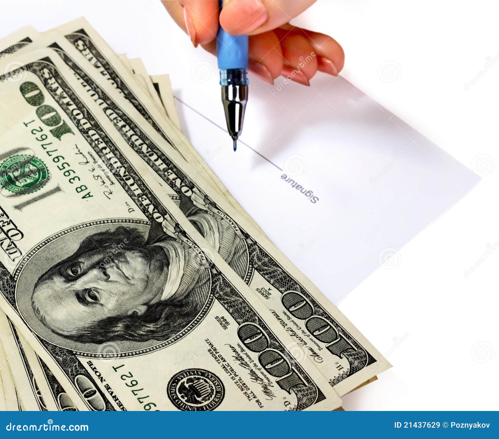 Money and Document in Female Hand. Stock Image - Image of making, cash ...