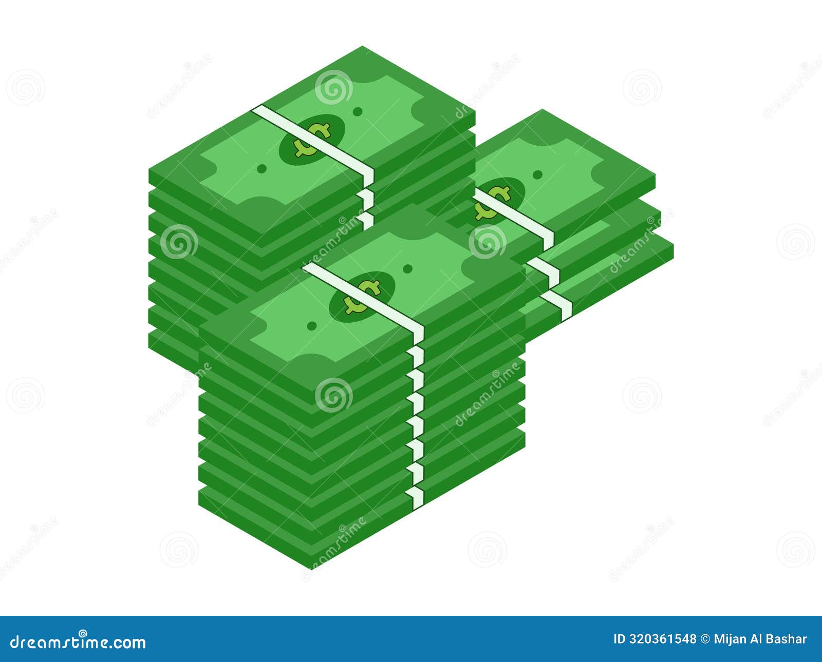Money, Dollar Banknotes Pile, Stack Vector Illustration Isolated on ...