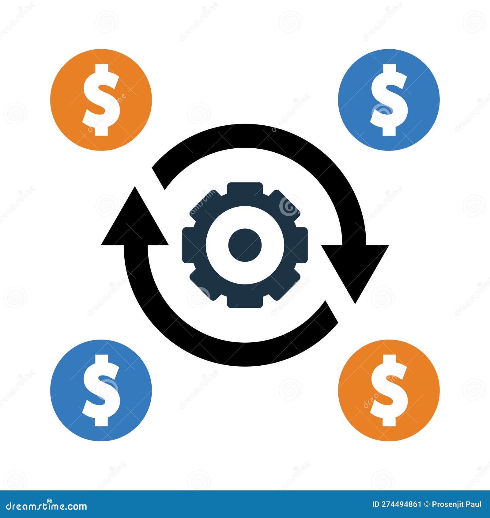 Money, Dollar, Gear, Business Process Icon Stock Vector - Illustration ...