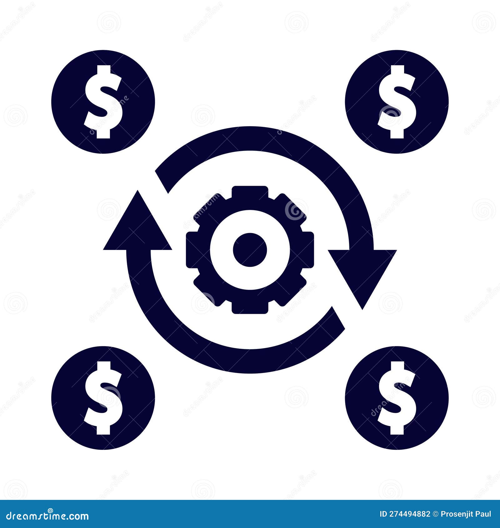 Money, Dollar, Gear, Business Process Icon Stock Vector - Illustration ...