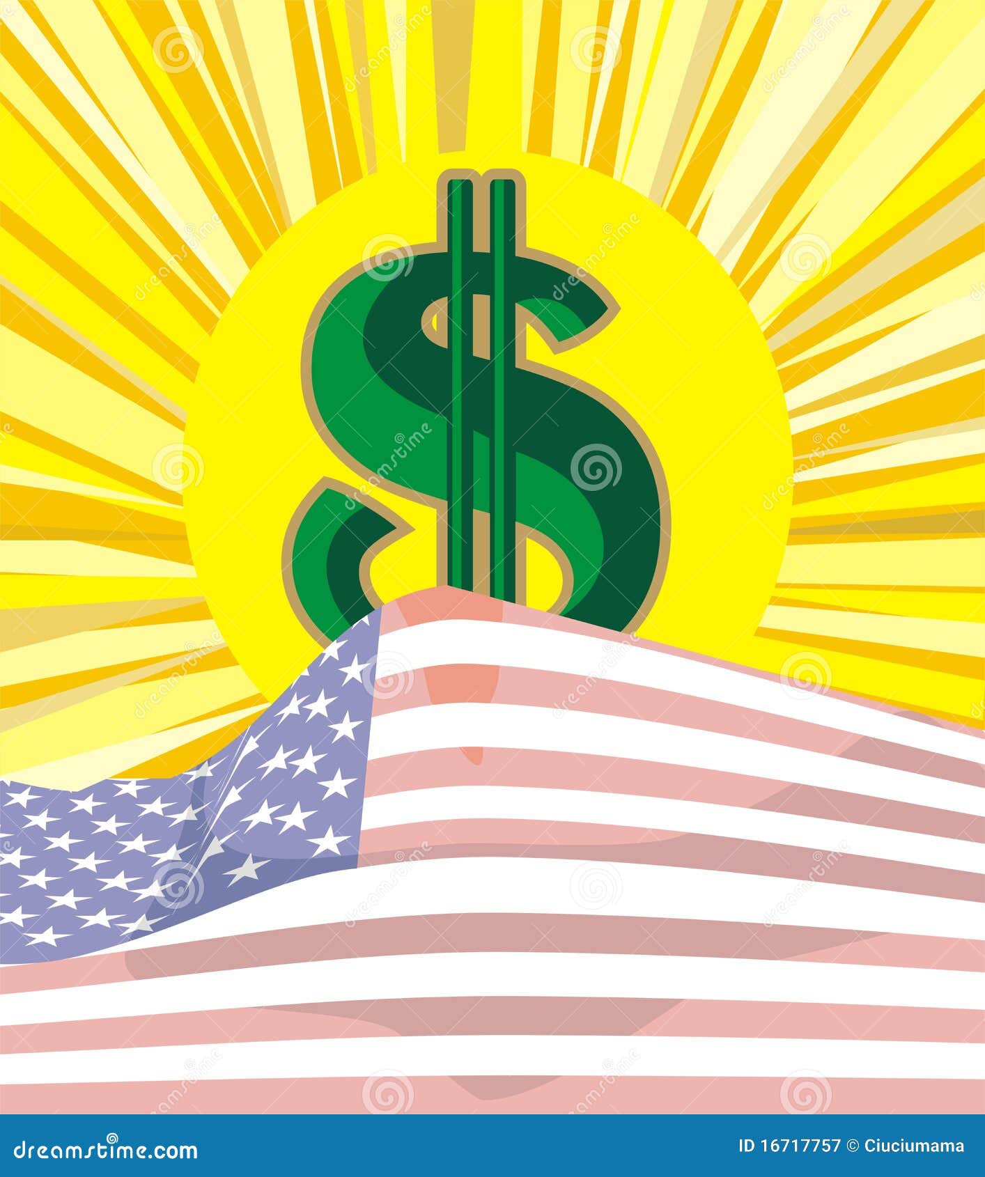 Money - dollar rising stock vector. Illustration of sunlight - 16717757