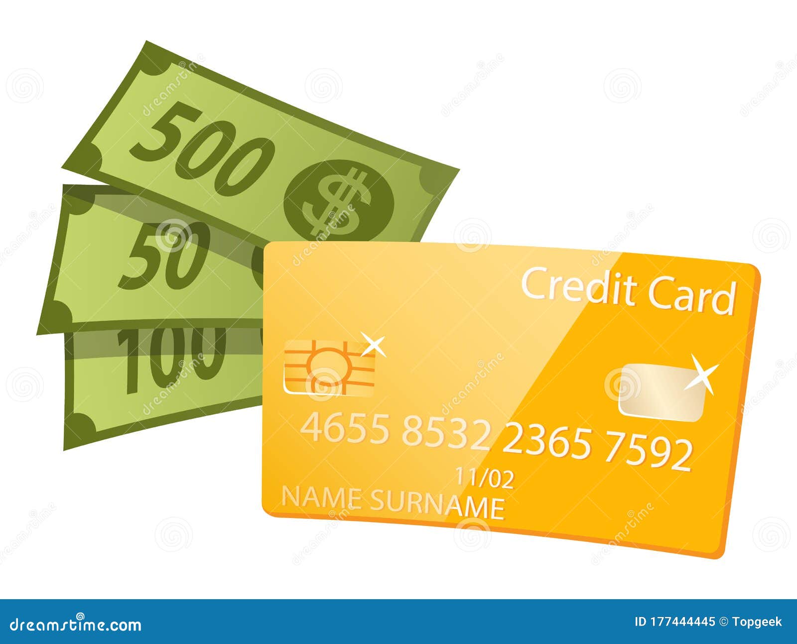 Money Dollars in Cash, Plastic Credit Card Icon Stock Vector ... Money Dollars in Cash, Plastic Credit Card Icon Stock Vector ...