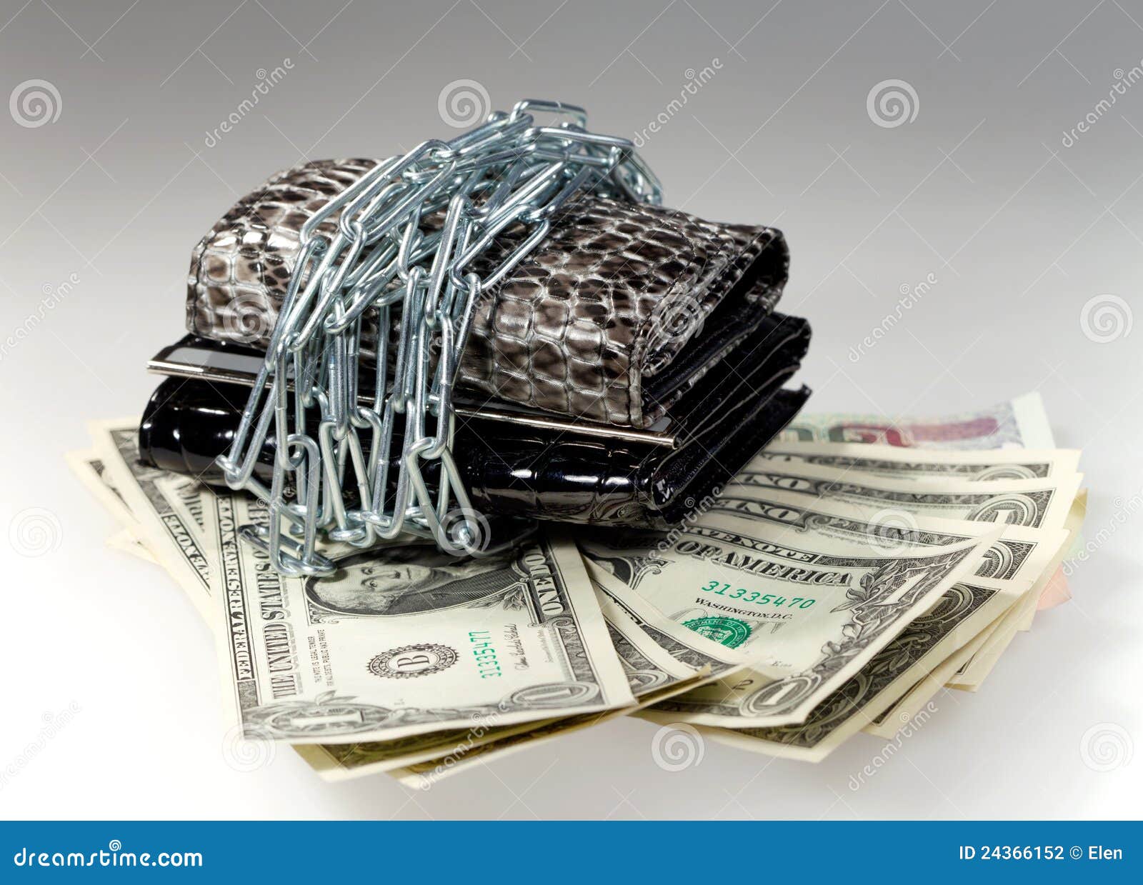 The Money Dollars, Chain and Wallet Stock Photo - Image of currency ...